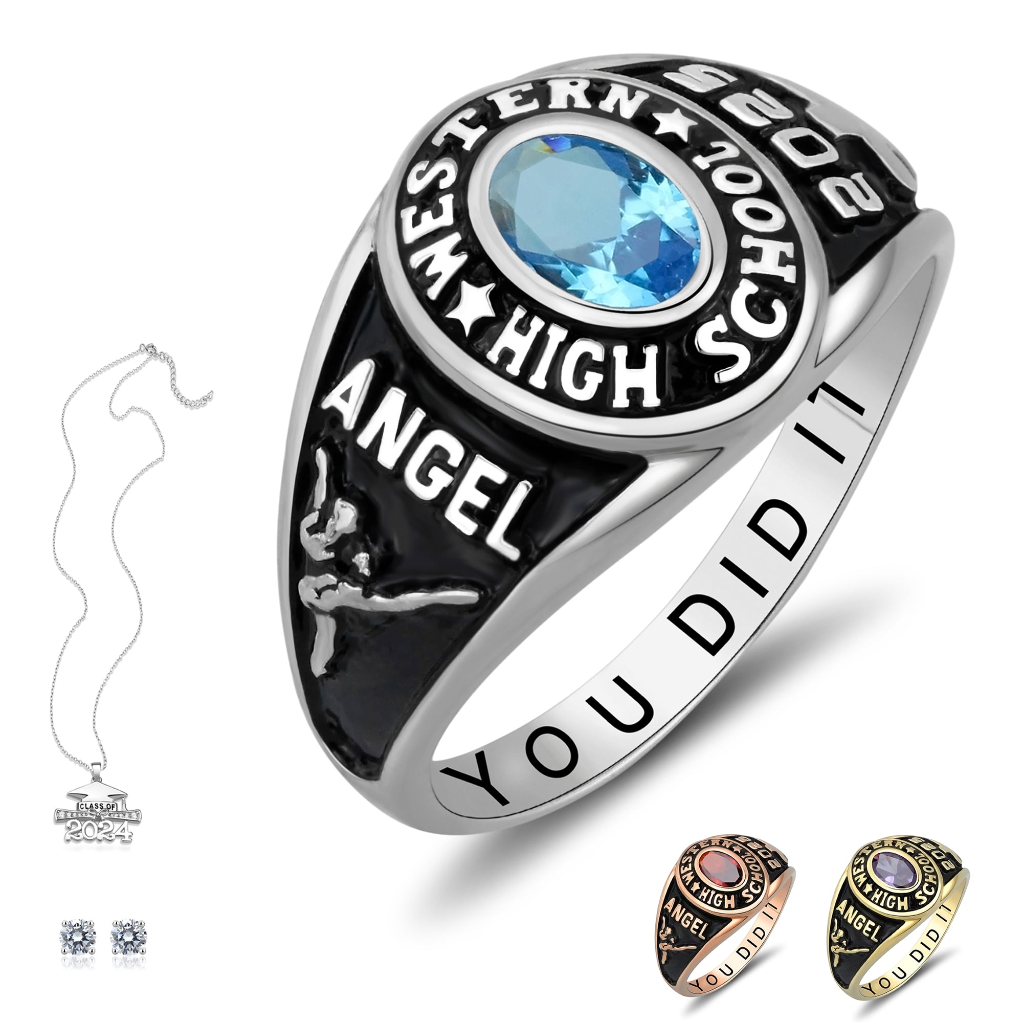 Ccjcinata Customized Sterling Silver High School and College Class Ring ...