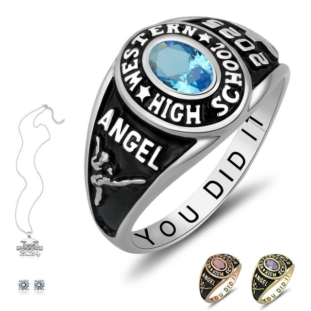 Ccjcinata Customized Sterling Silver High School and College Class Ring ...