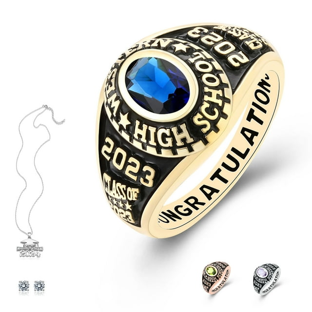 Ccjcinata Customized Sterling Silver High School and College Class Ring ...
