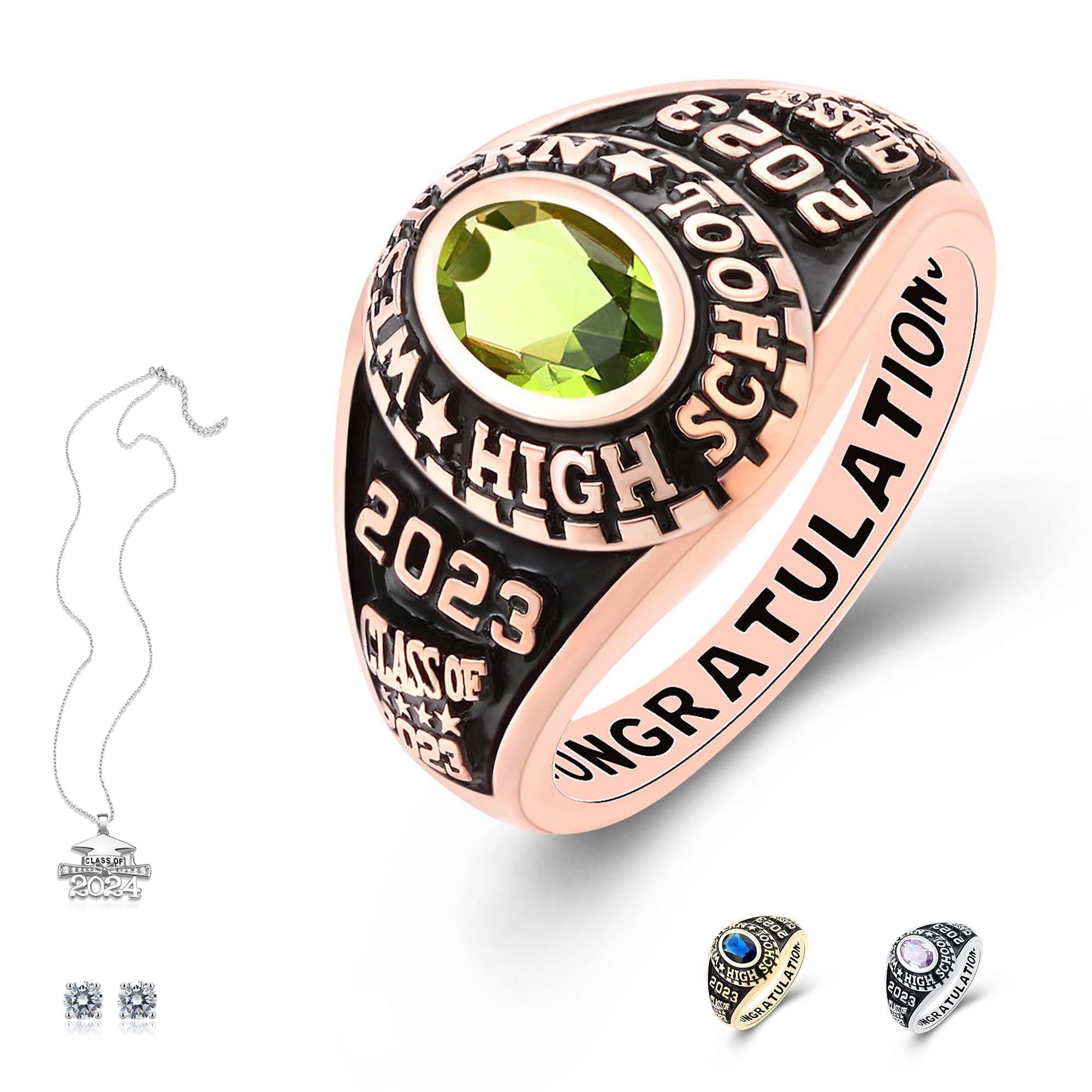 Ccjcinata Customized Sterling Silver High School and College Class Ring ...