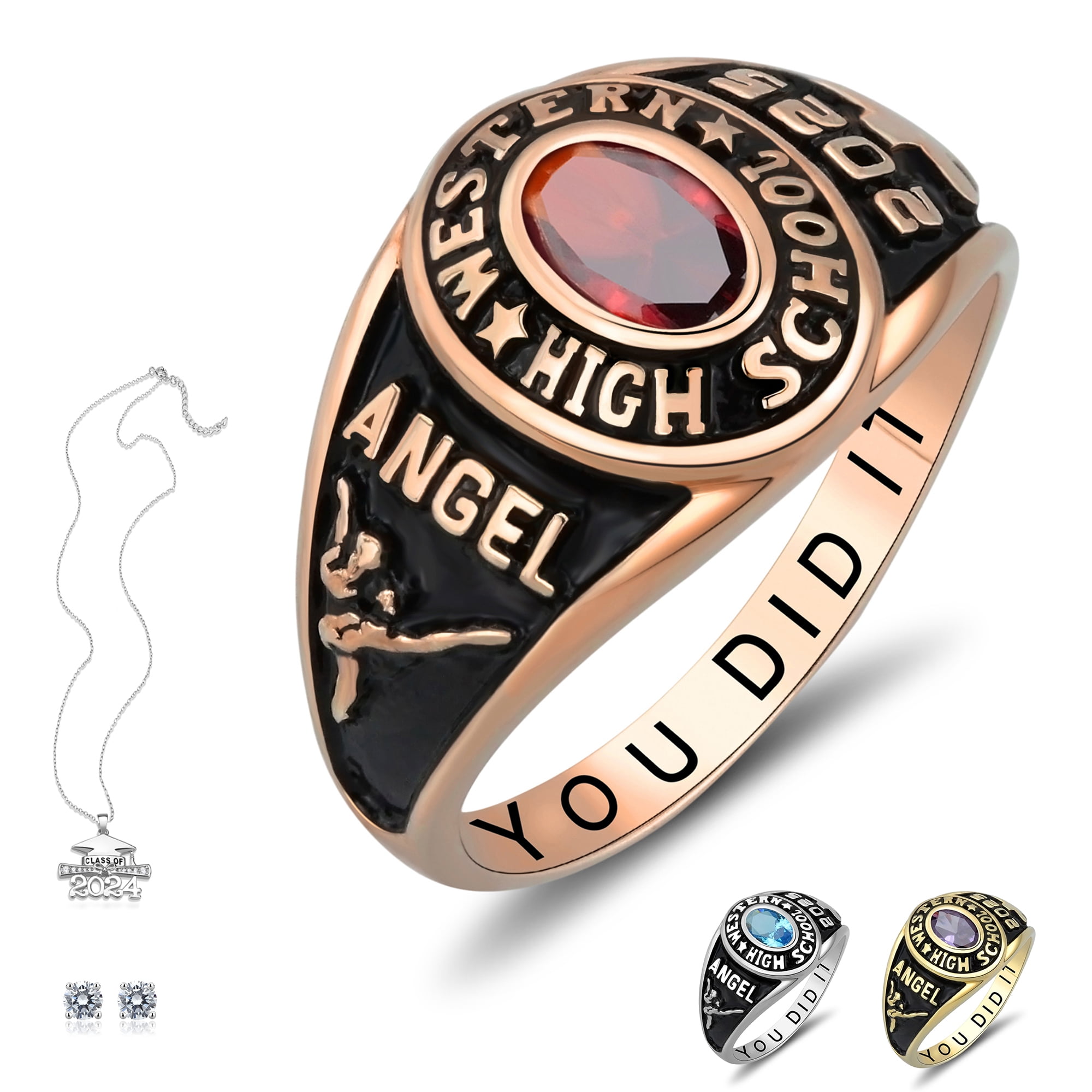 Ccjcinata Customized Sterling Silver High School and College Class Ring ...