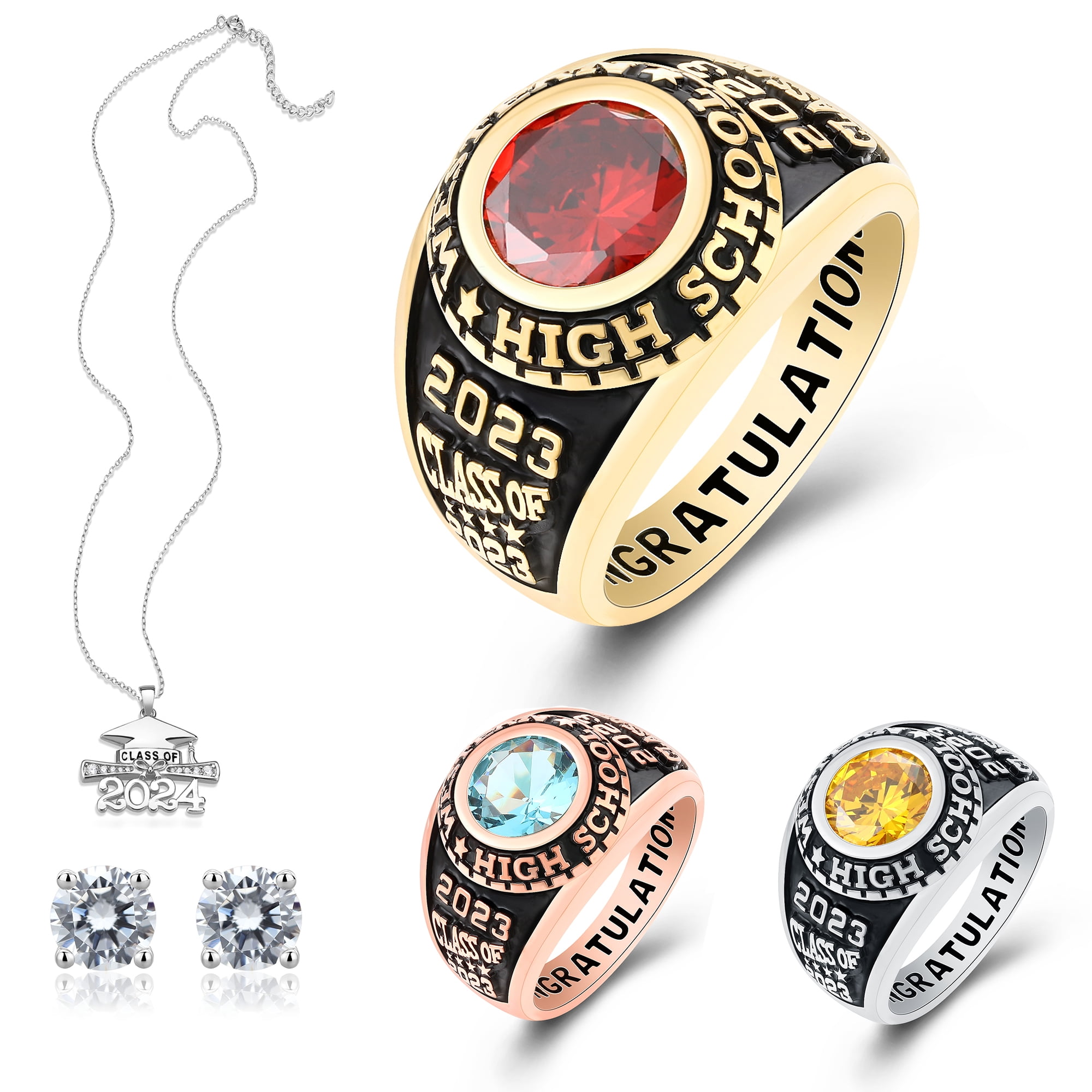 Ccjcinata Customized Sterling Silver High School and College Class Ring ...
