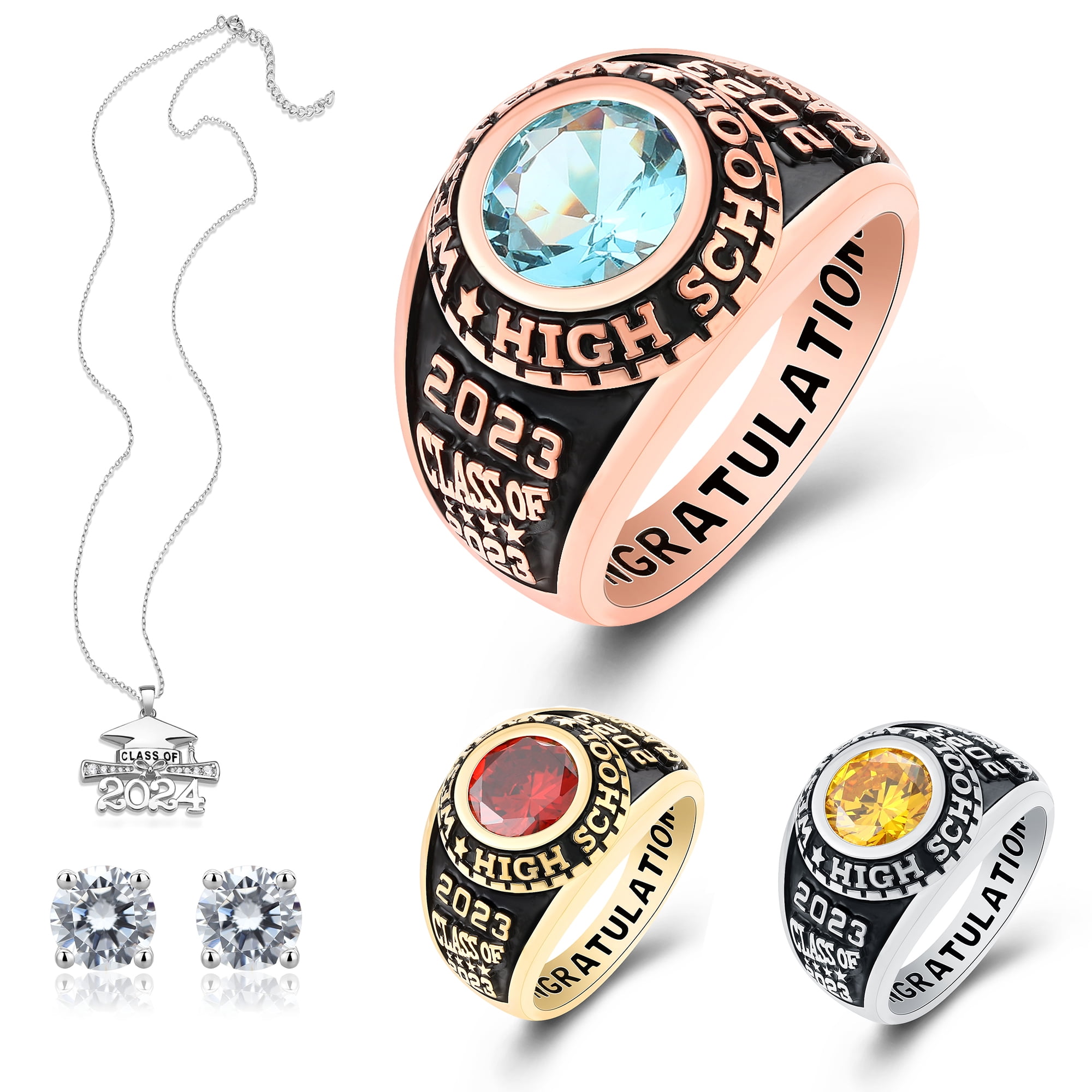 Ccjcinata Customized Sterling Silver High School and College Class Ring ...