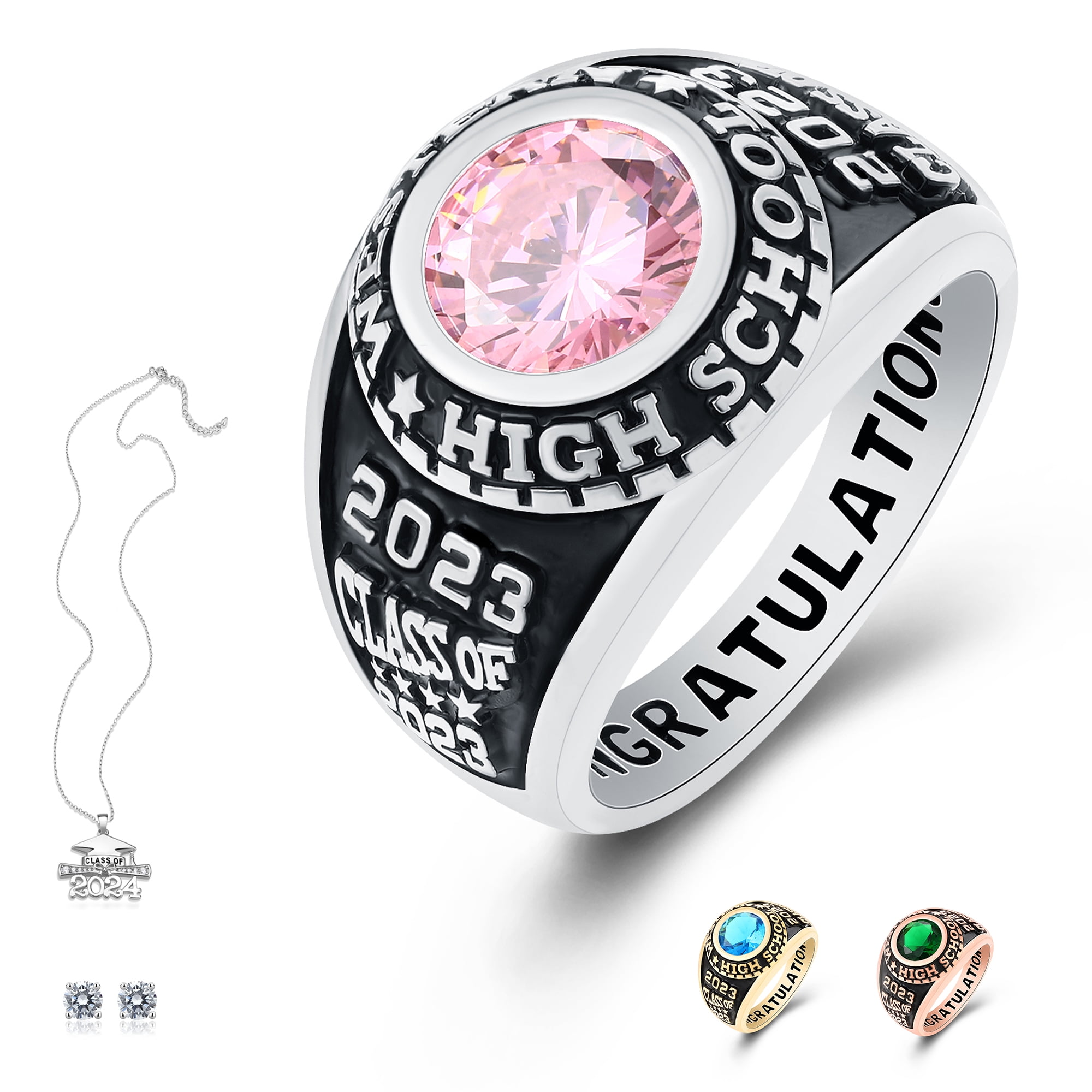 Ccjcinata Customized Sterling Silver High School and College Class Ring ...