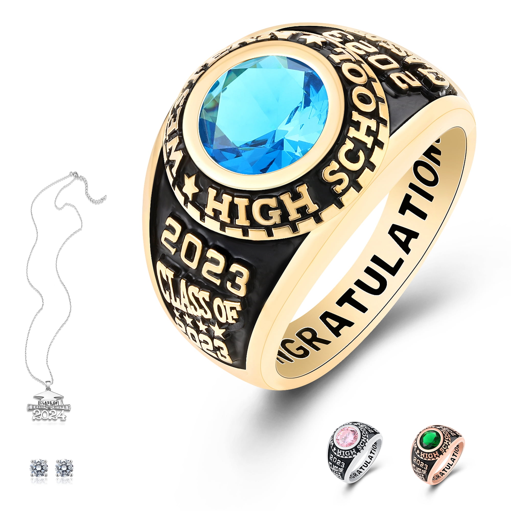 Ccjcinata Customized Sterling Silver High School and College Class Ring ...