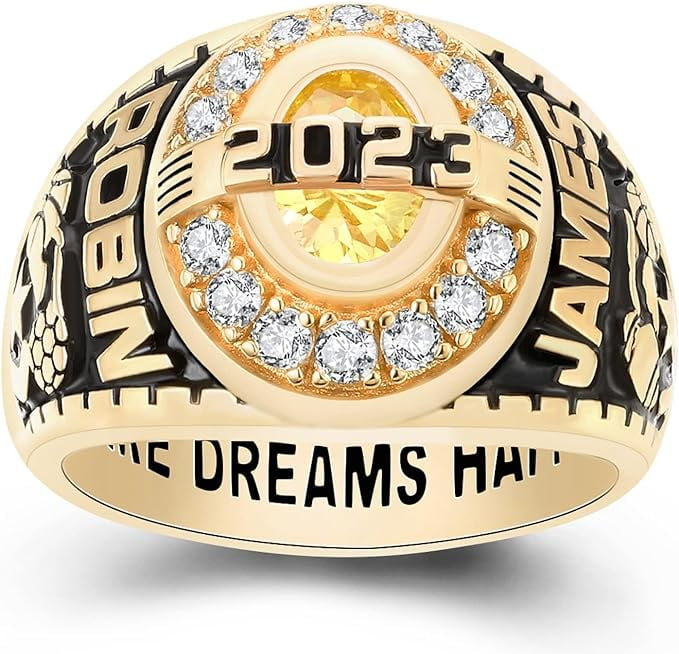 Ccjcinata Customized Sterling Silver High School and College Class Ring ...