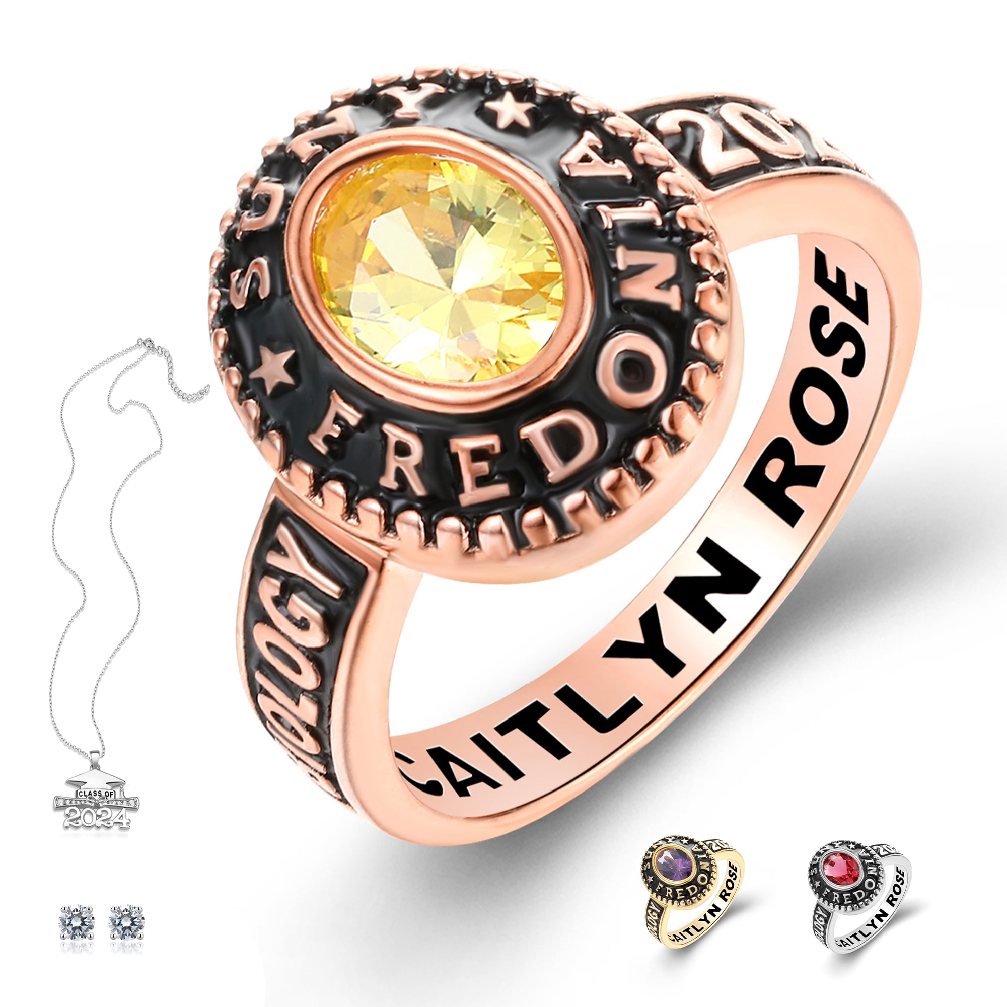 Ccjcinata Customized Sterling Silver High School and College Class Ring ...