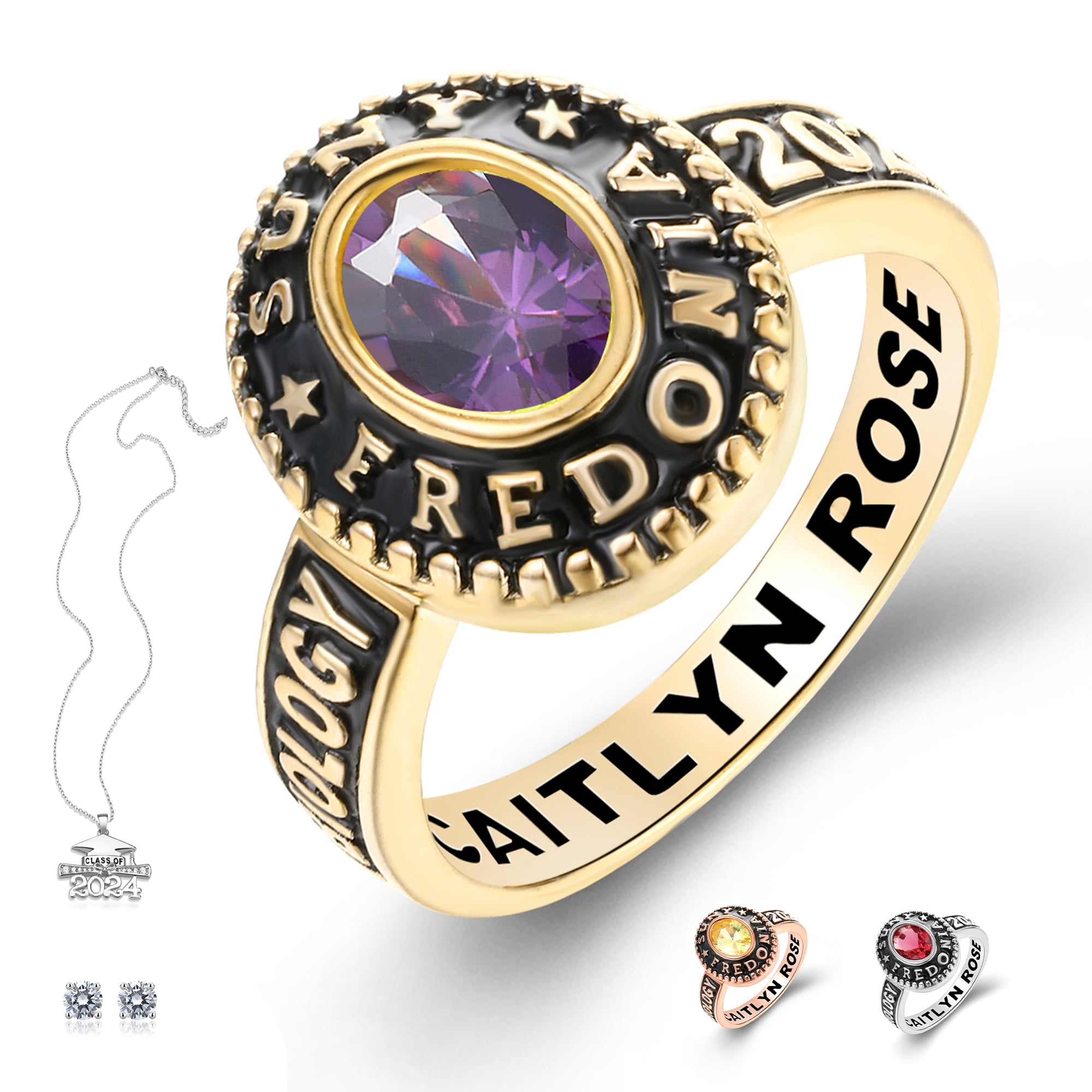 Ccjcinata Customized Sterling Silver High School and College Class Ring ...