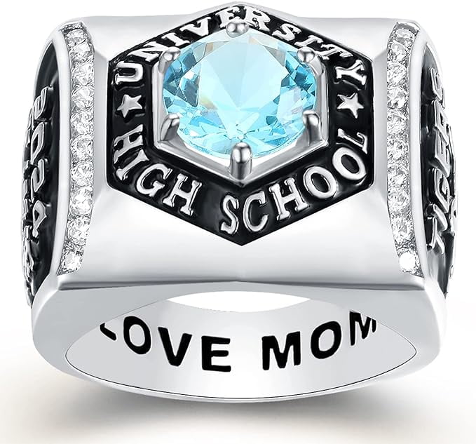 Ccjcinata Customized Sterling Silver Men’s High School and College ...