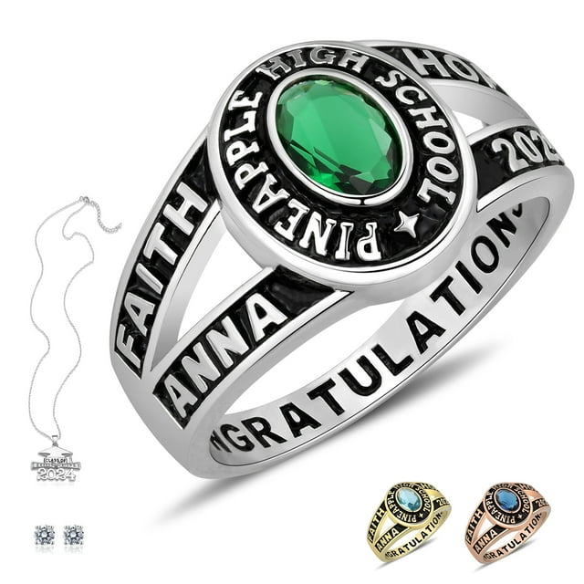 Ccjcinata Customized Sterling Silver Women’s class Ring, Silver ...