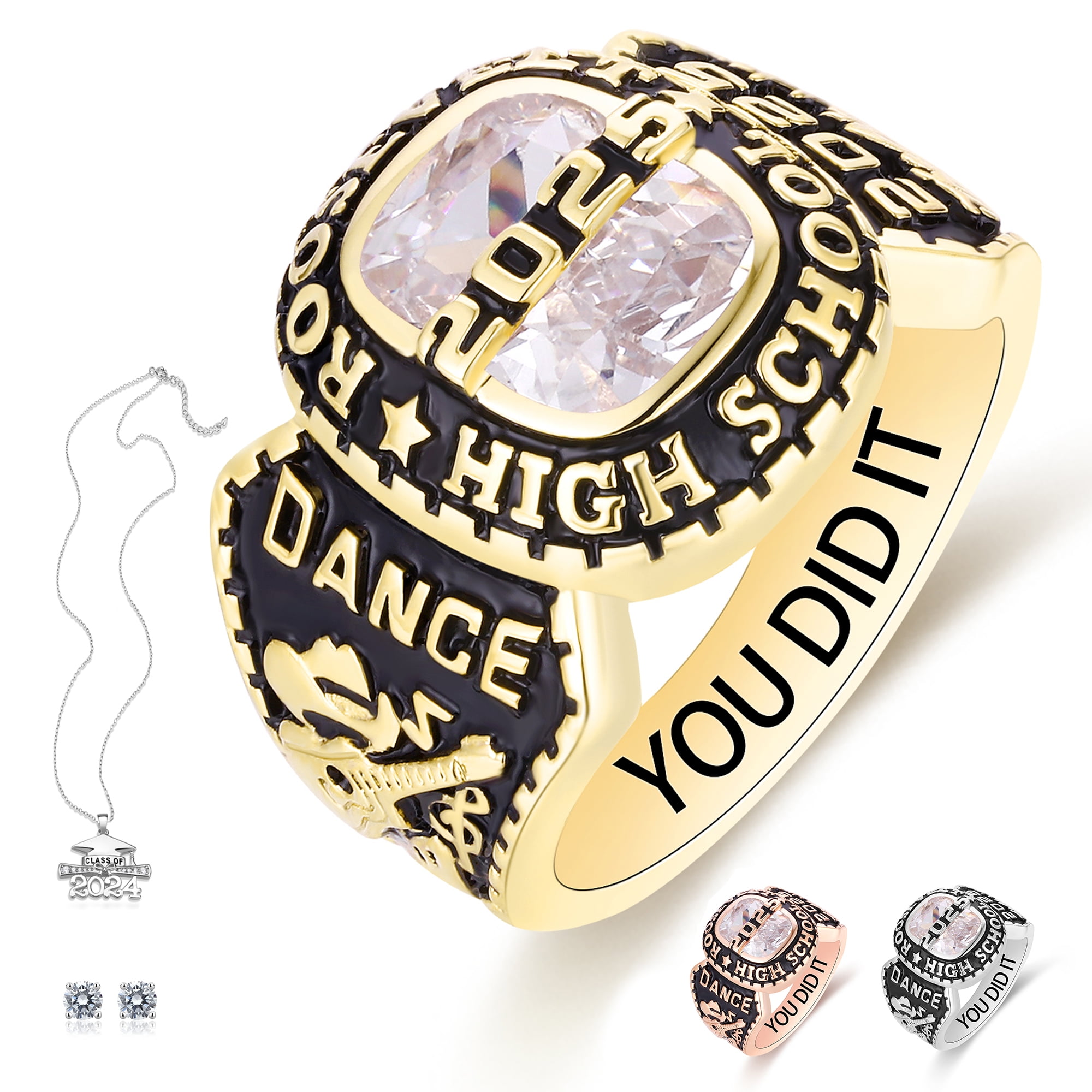 Ccjcinata Fully Personalized Customized Sterling Silver Class RIngs ...