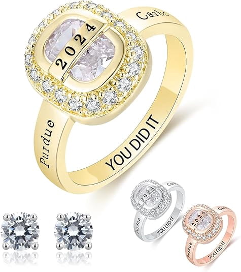 Ccjcinata Fully Personalized Customized Sterling Silver class rings ...