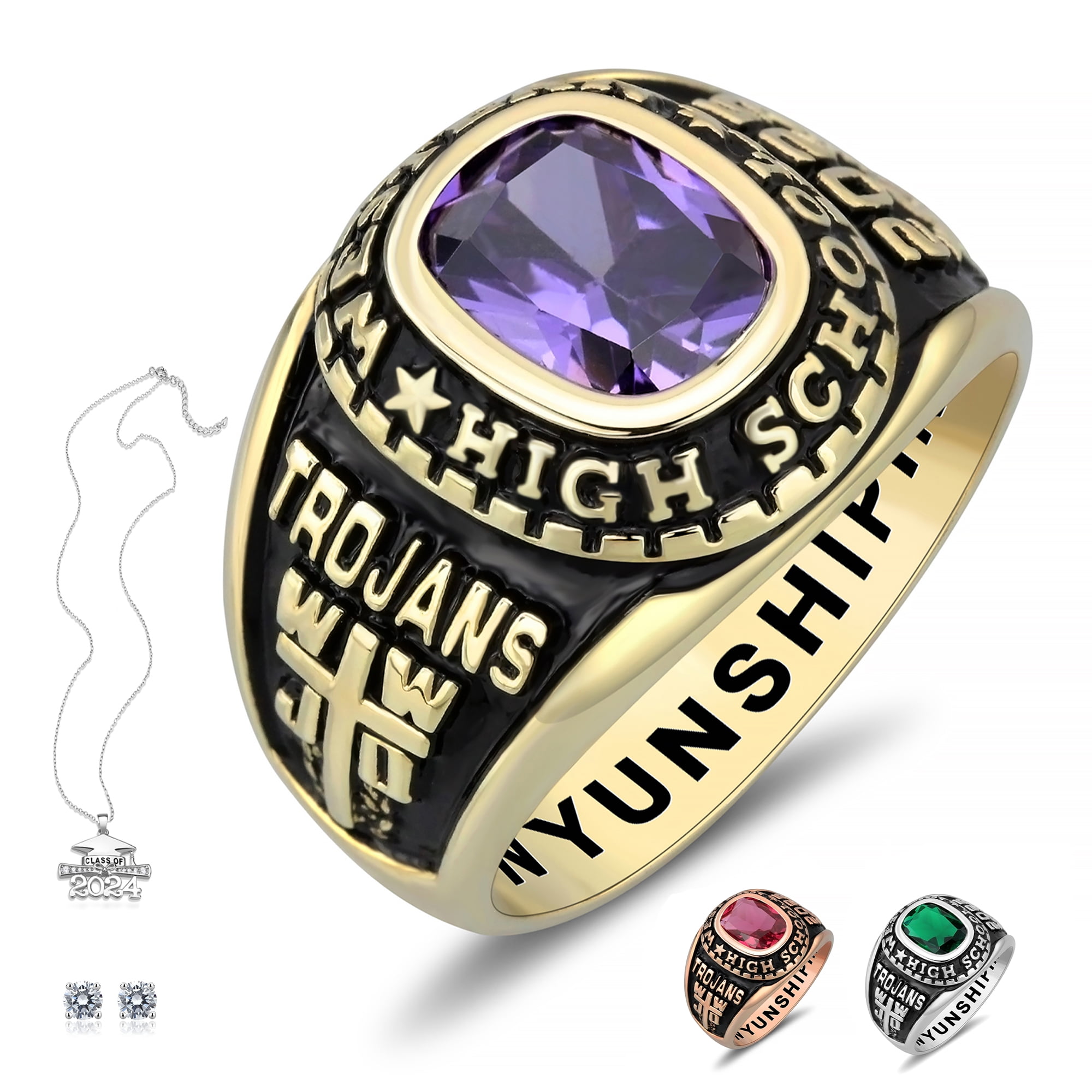 Ccjcinata Fully Personalized Customized class rings Sterling Silver ...