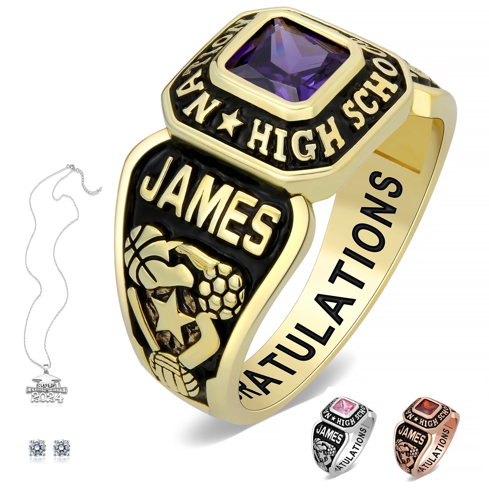 Ccjcinata Fully Personalized Customized class rings Sterling Silver ...