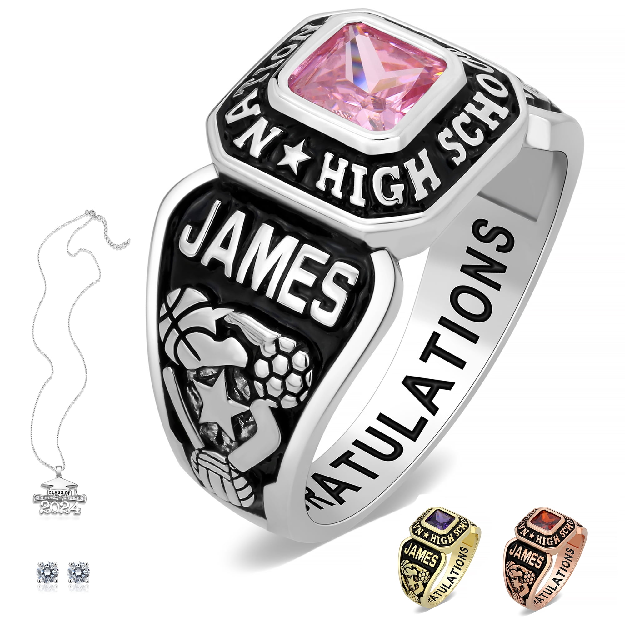 Ccjcinata Fully Personalized Customized class rings Sterling Silver ...