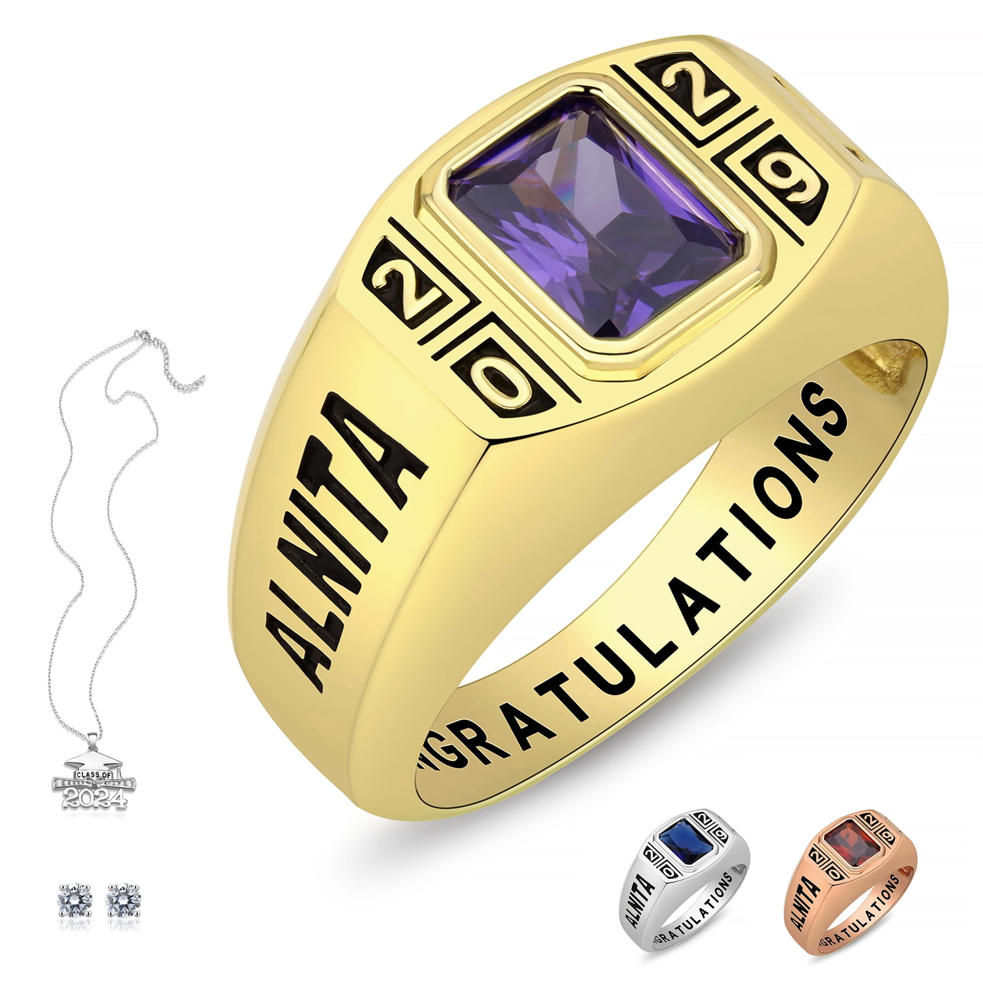 Ccjcinata Fully Personalized Customized class rings Sterling Silver Men ...
