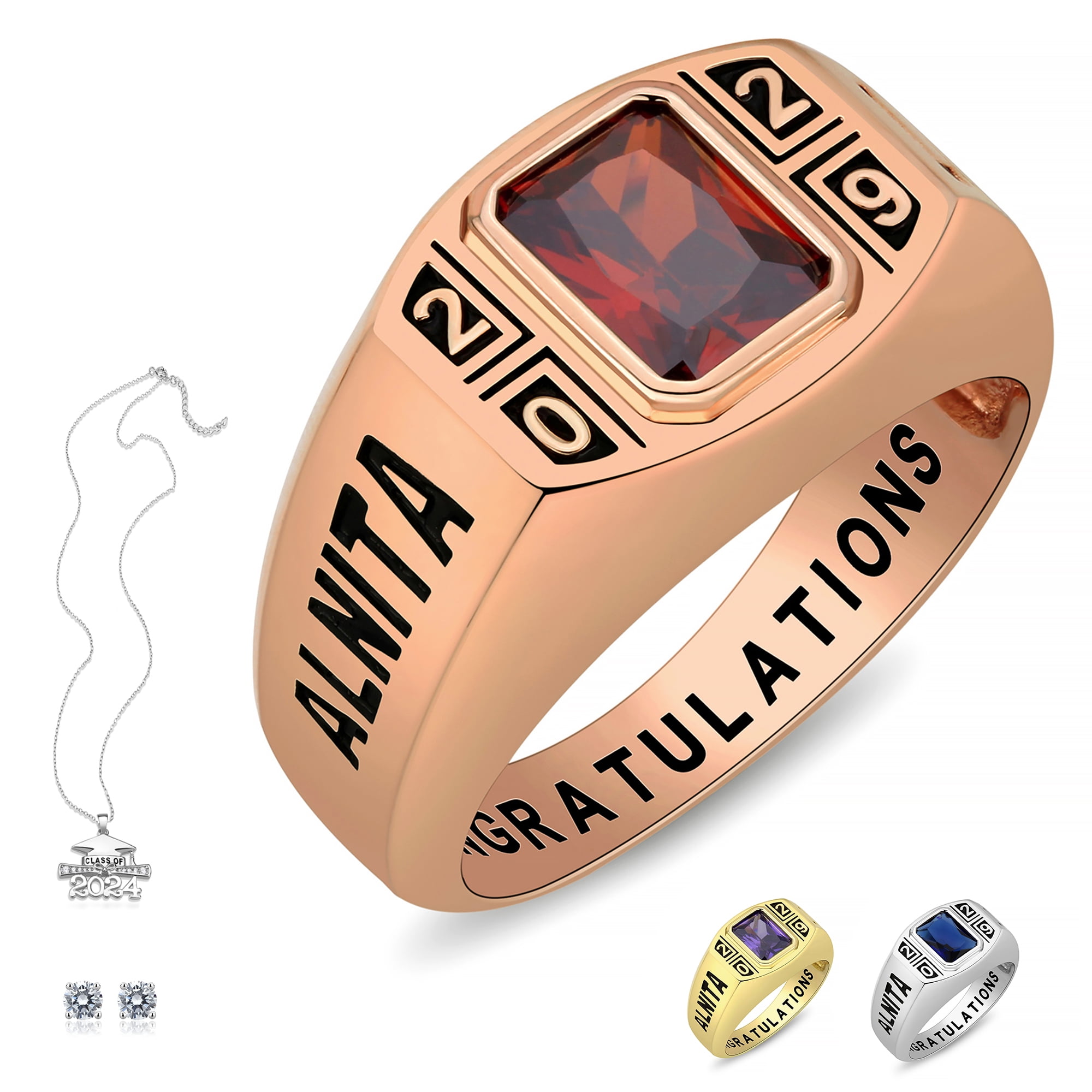 Ccjcinata Fully Personalized Customized class rings Sterling Silver Men ...