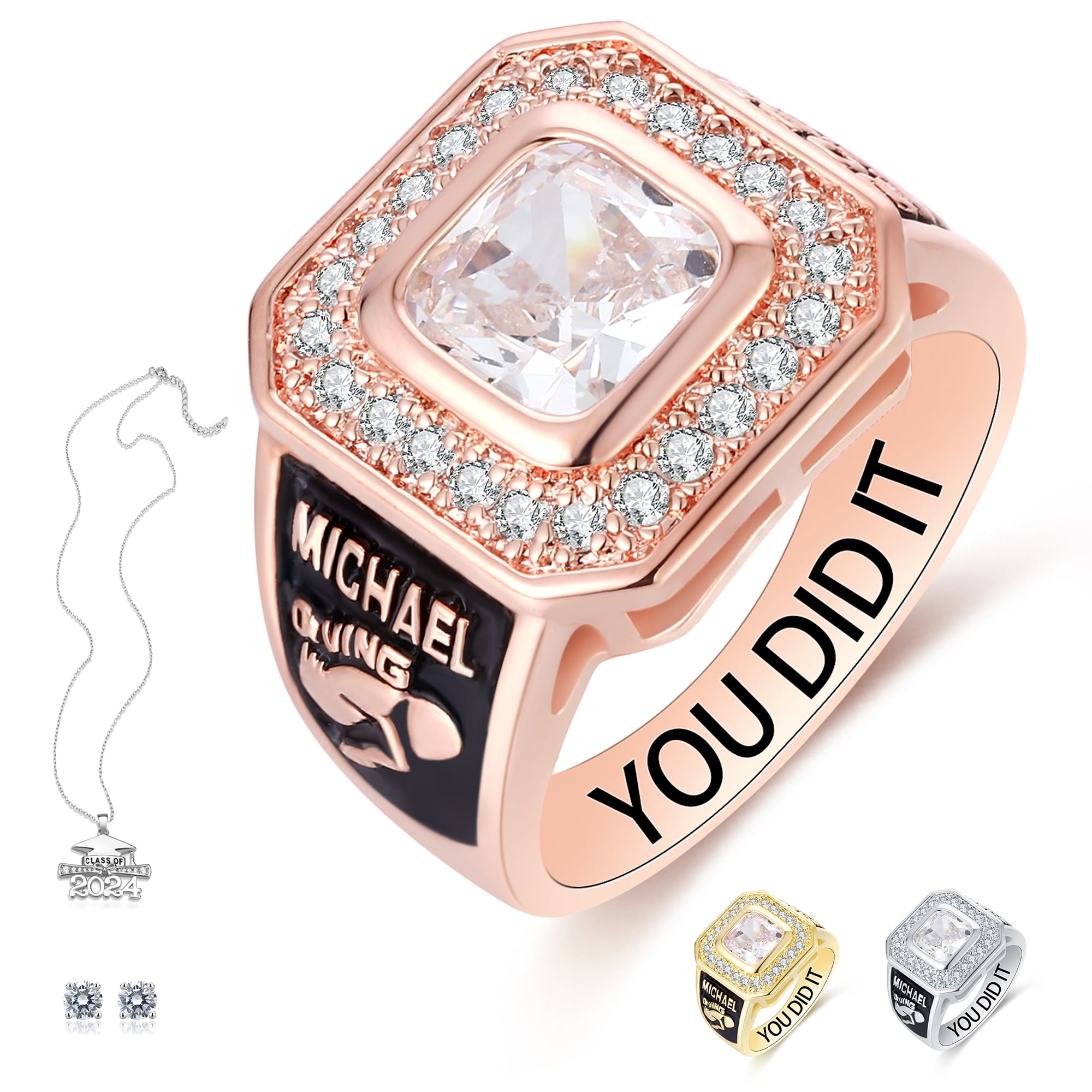 Ccjcinata Fully Personalized Customized class rings Sterling Silver Men ...