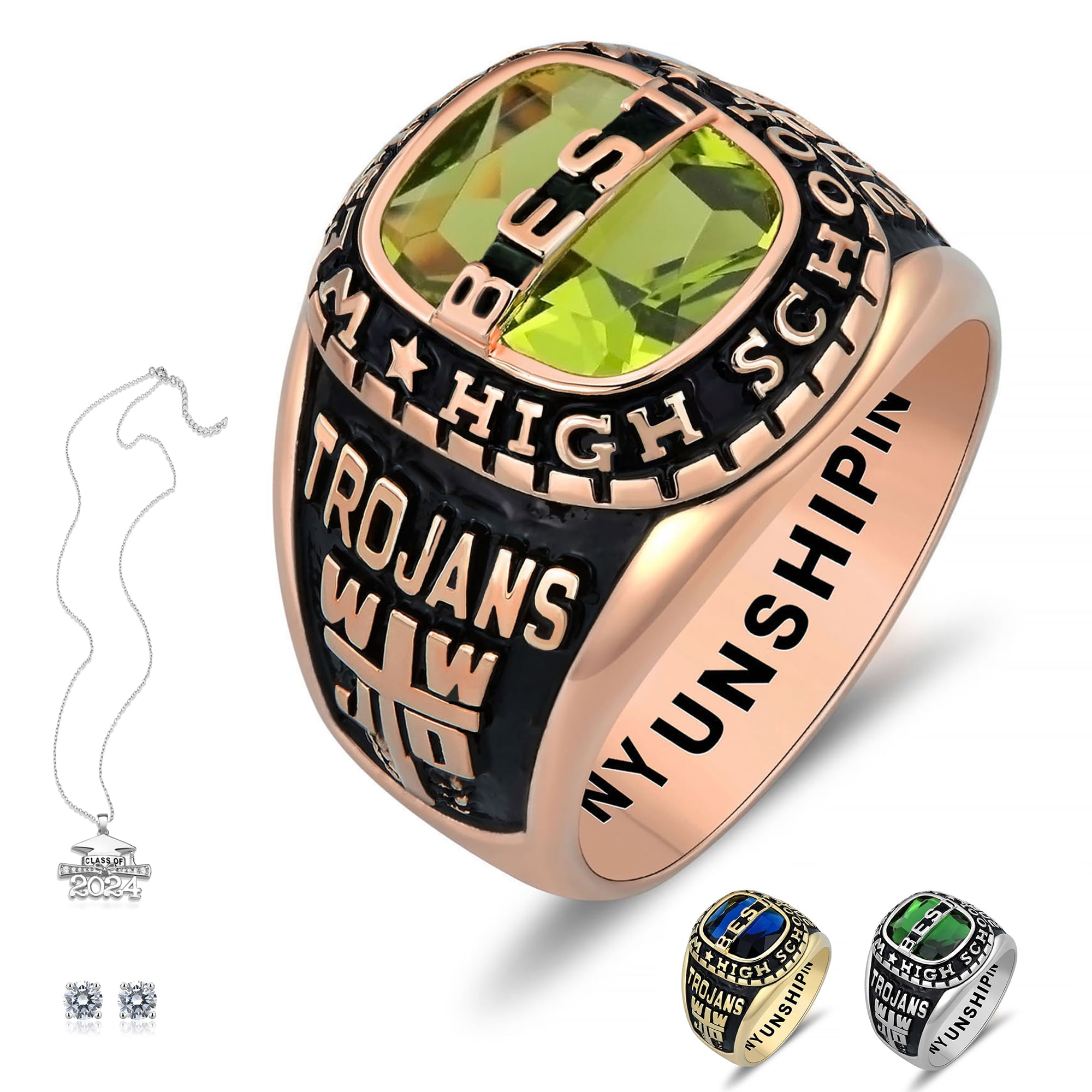 Ccjcinata Fully Personalized Customized class rings Sterling Silver Men ...