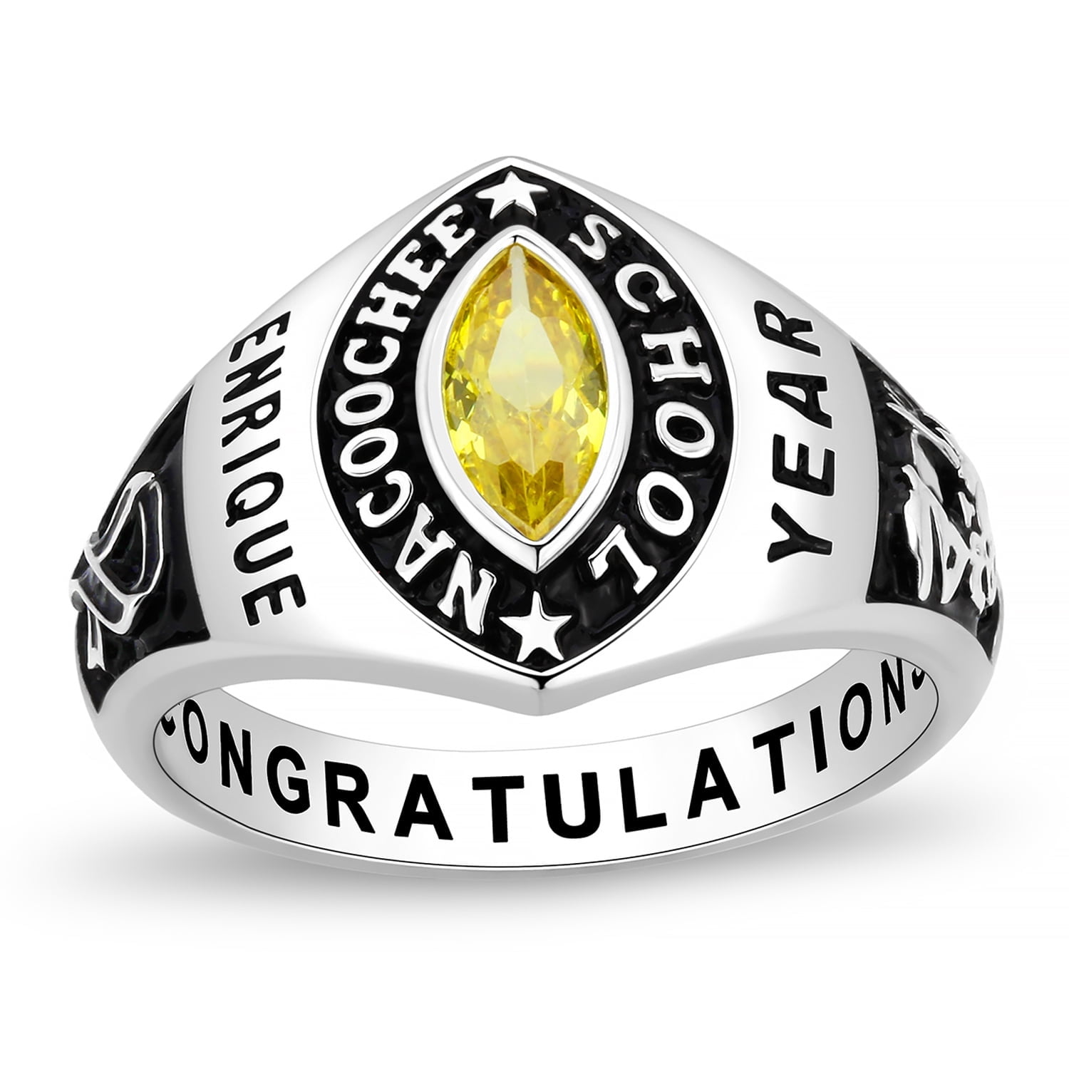 Ccjcinata Fully Personalized Customized class rings Sterling Silver ...