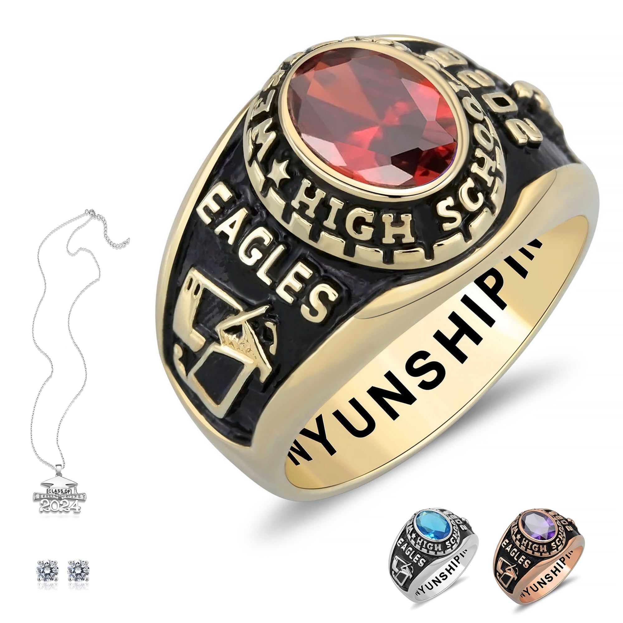 Ccjcinata Fully Personalized Customized class rings Sterling Silver ...