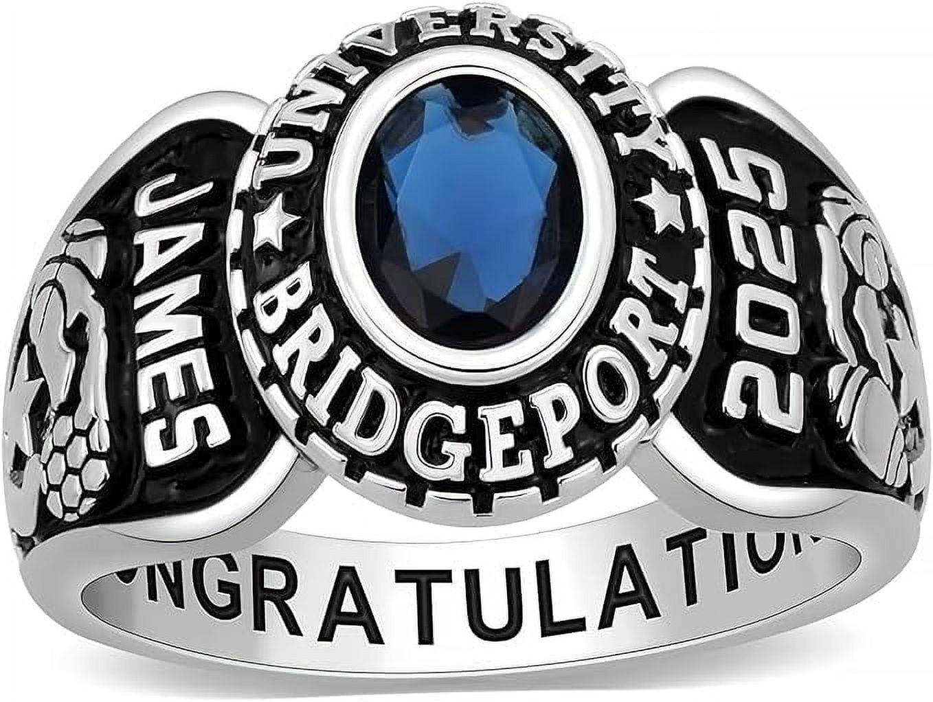 Ccjcinata Fully Personalized Customized Class Rings Sterling Silver Womens High School And