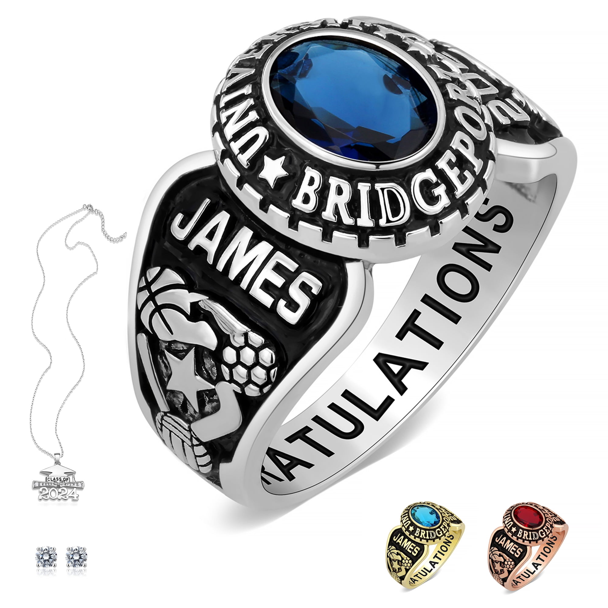 Ccjcinata Fully Personalized Customized class rings Sterling Silver ...