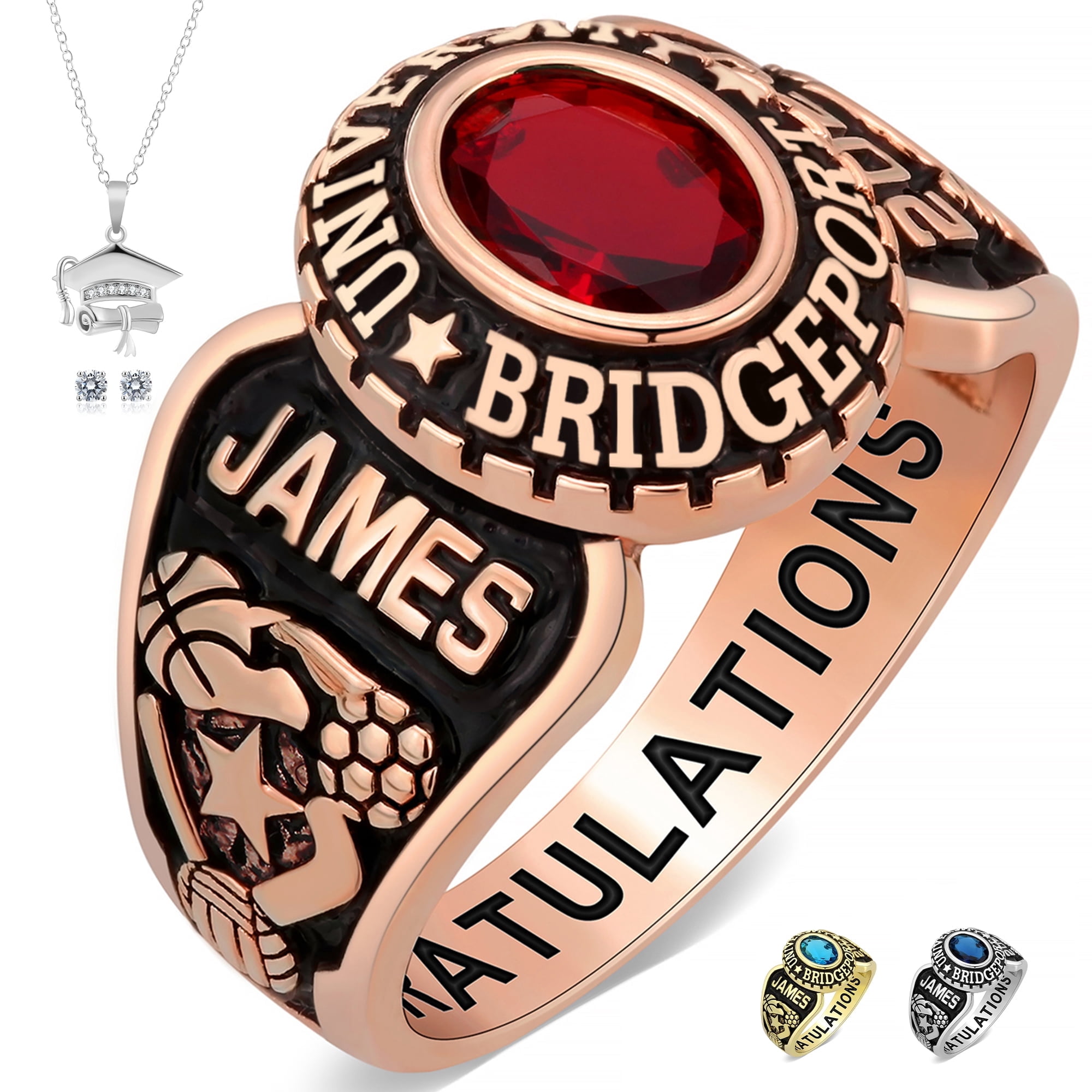 Ccjcinata Fully Personalized Customized class rings Sterling Silver ...