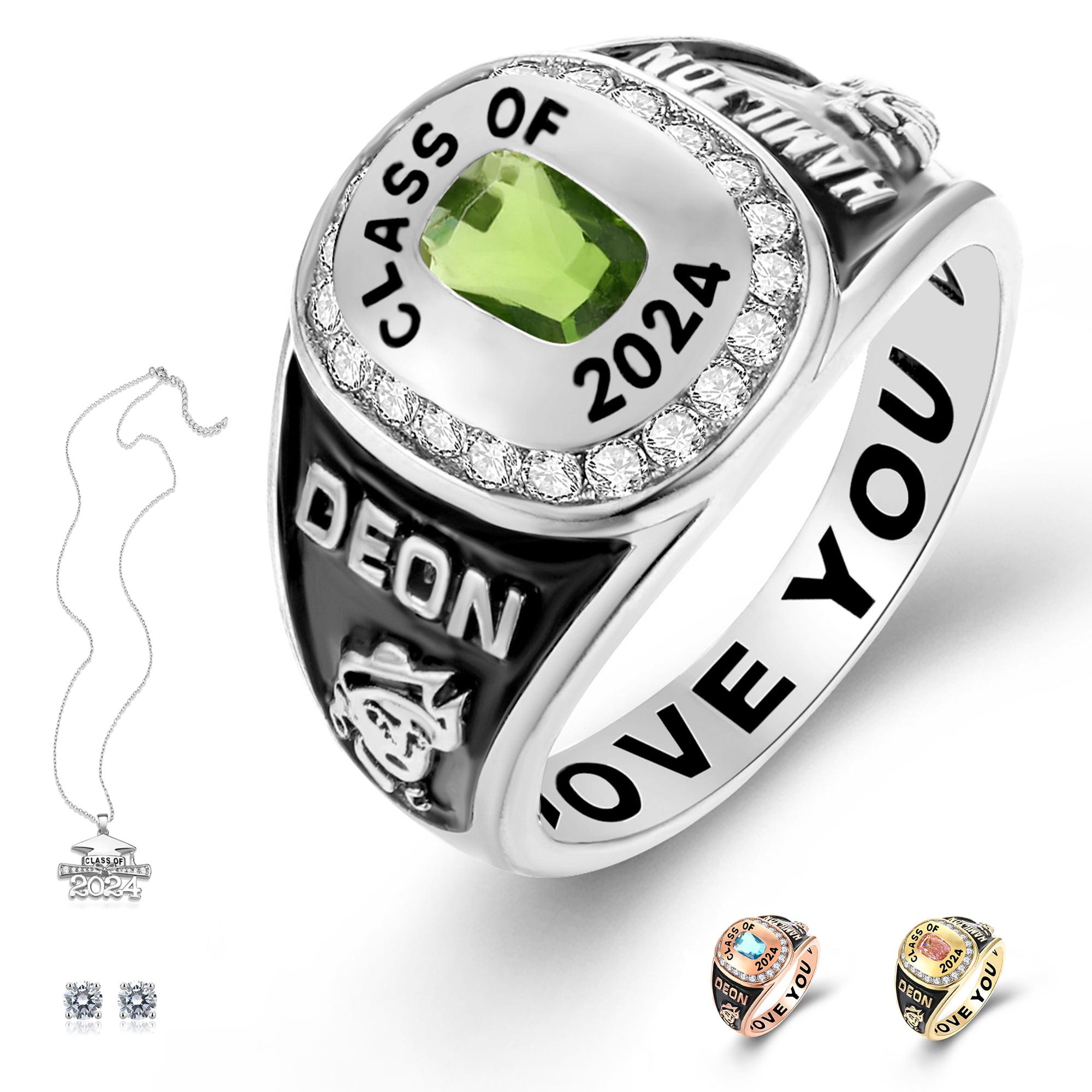 Ccjcinata Fully Personalized Sterling Silver Class Rings for High ...