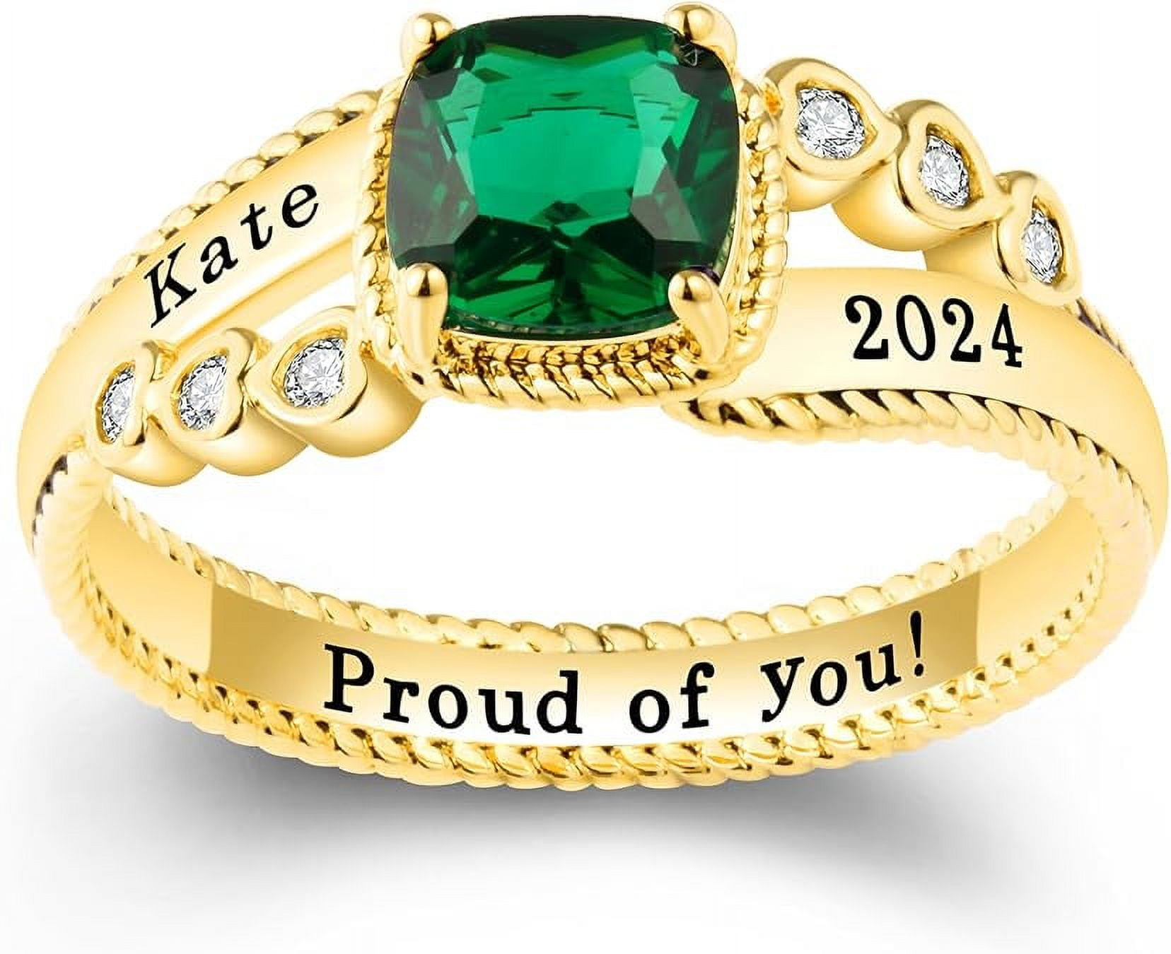 Ccjcinata Personalized Custom Class Rings Cubic Zirconia Birthstone ...