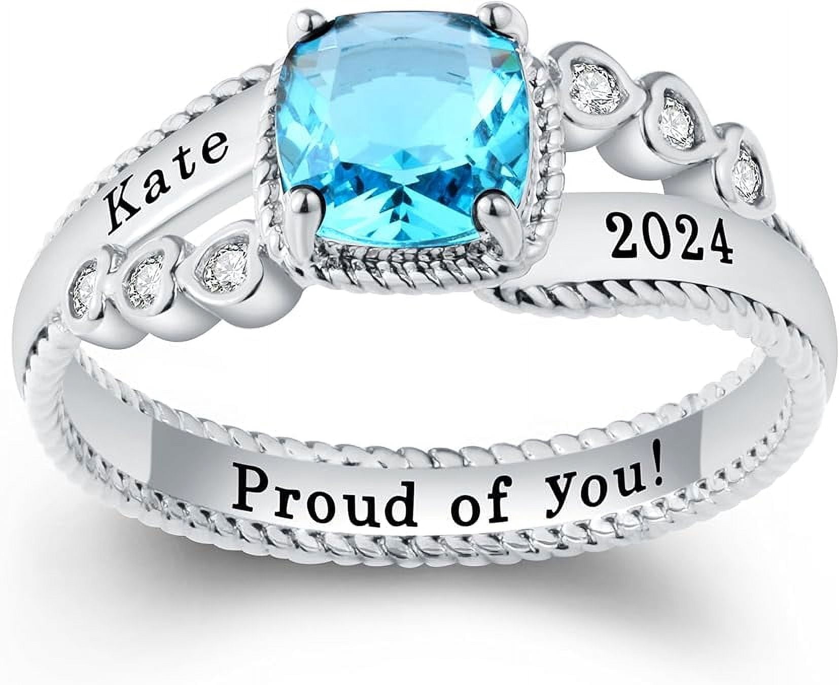 Ccjcinata Personalized Custom Class Rings Cubic Zirconia Birthstone ...