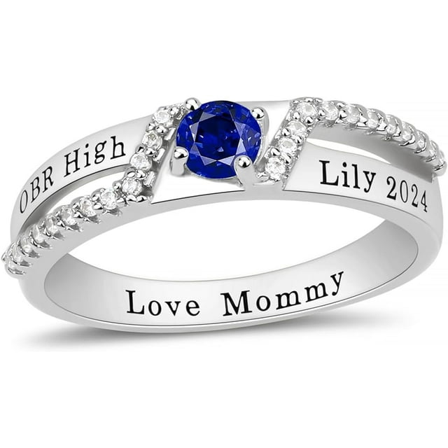 Ccjcinata Sterling Silver Womens High School Class Rings Graduation