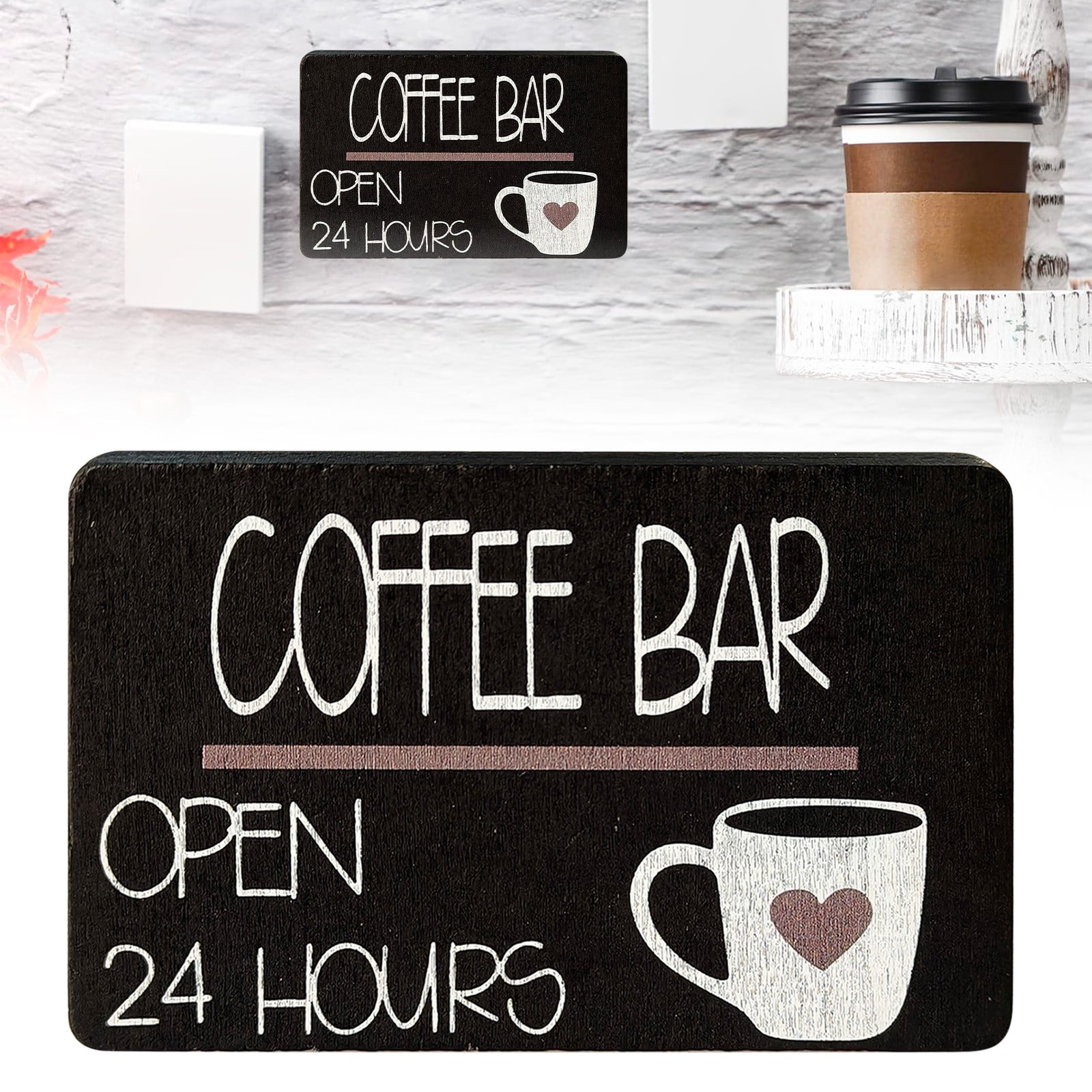 Cclearance Items!Etsjal Wooden Coffee Bar Sign – Rustic Wall Decor With ...