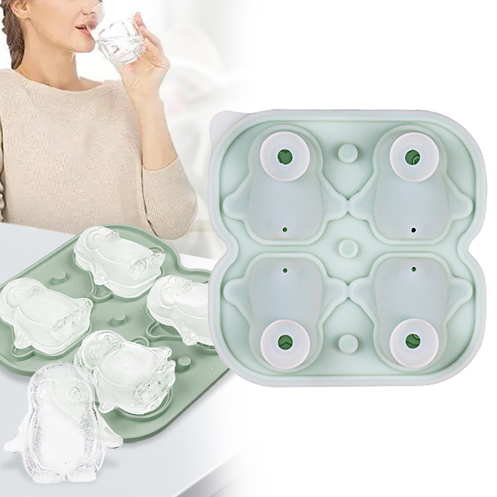 Cclearance Items!Ymkly Penguin Shaped Ice Cube Trays 3D Ice Cube ，Easy ...