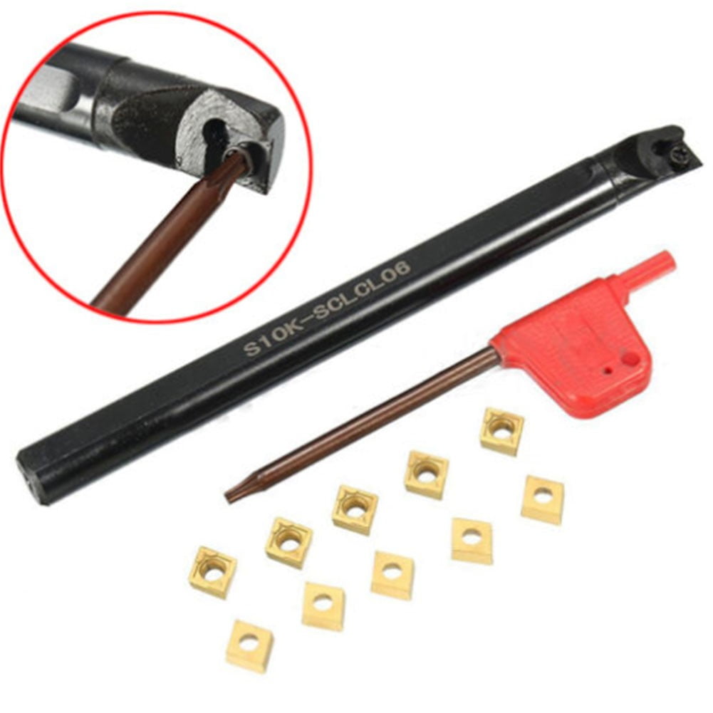 Ccmt060204 Carbide Inserts + S10K-Sclcl06 Lathe Turning Tool Holder ...