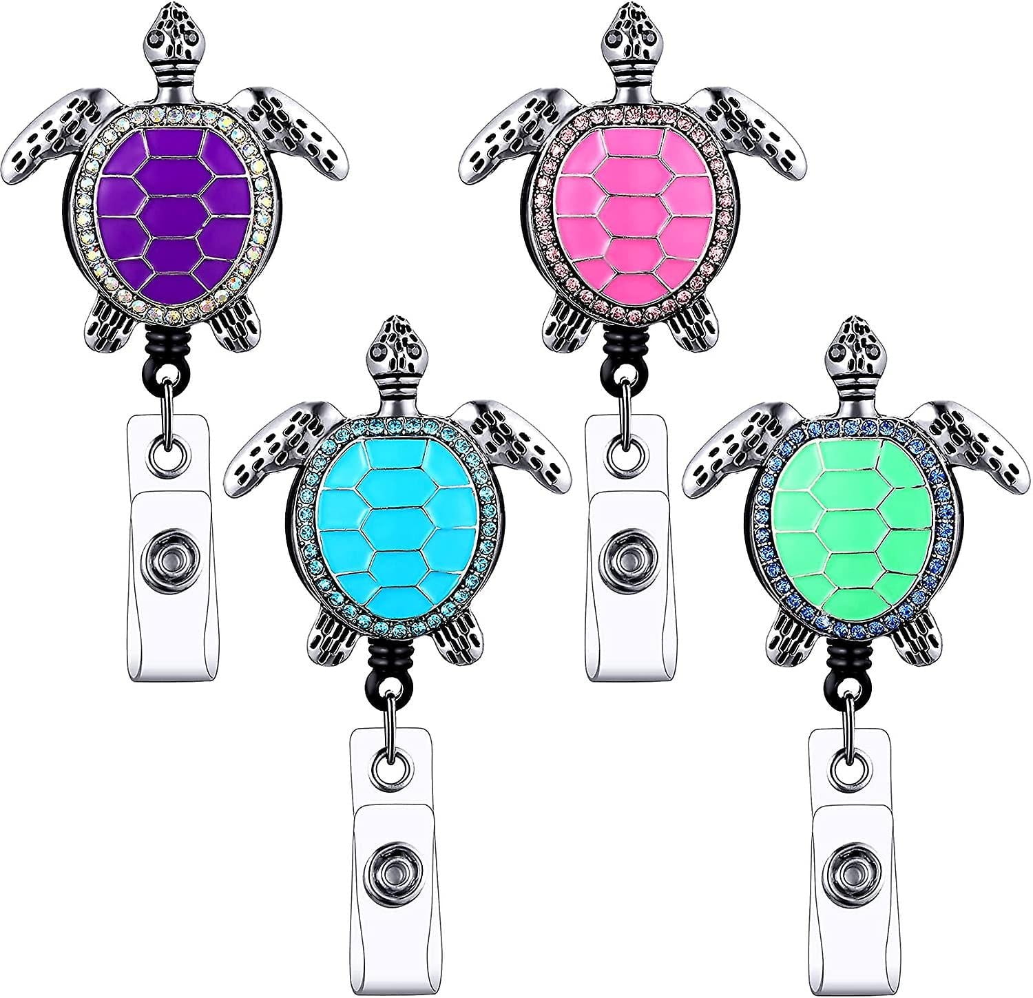 Ccnzzitsht 4 Pieces Turtle Badge Reel Retractable Id Badge Holder Sea ...