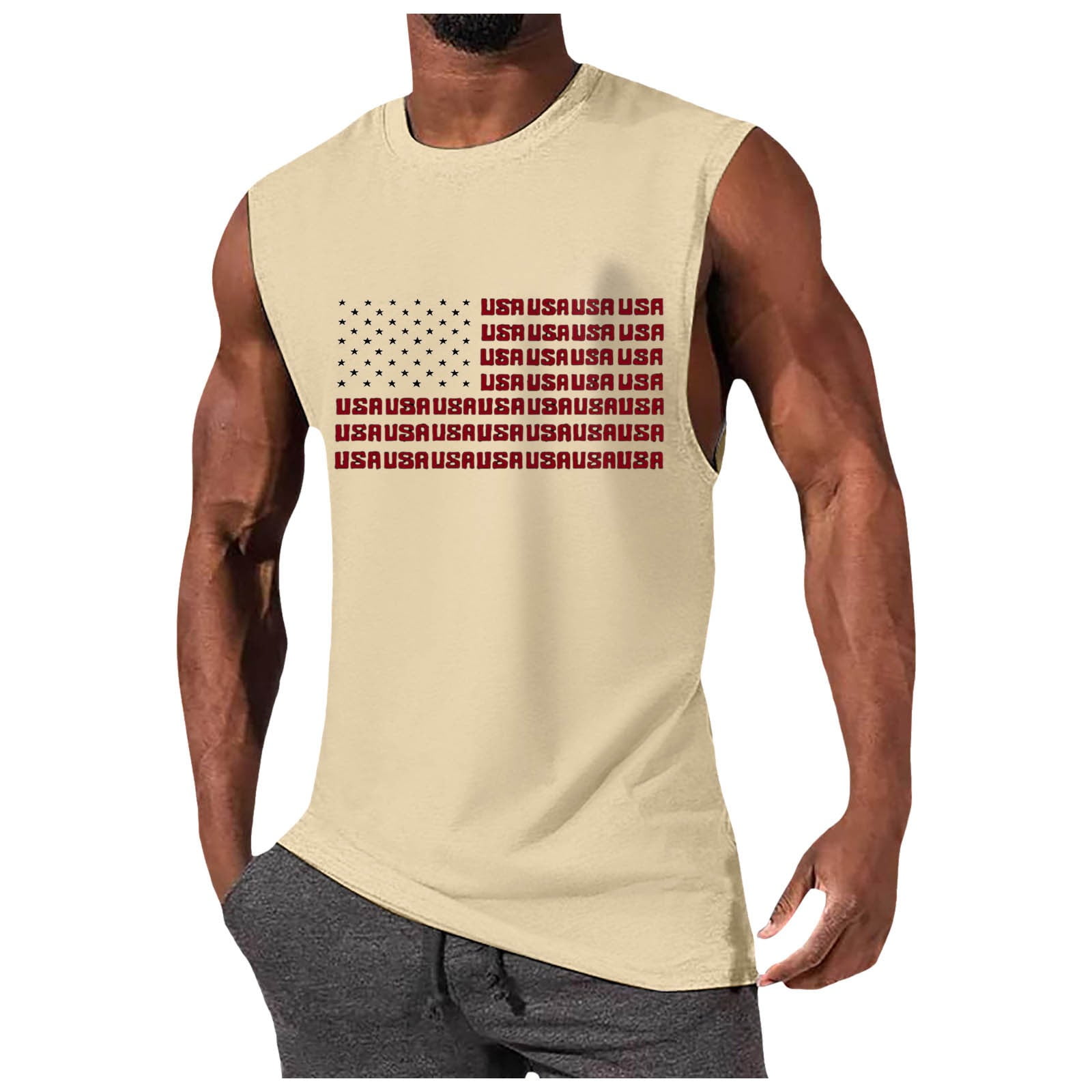 Ccpelsie American Flag Tank Top Mens 4th of July Patriotic USA ...