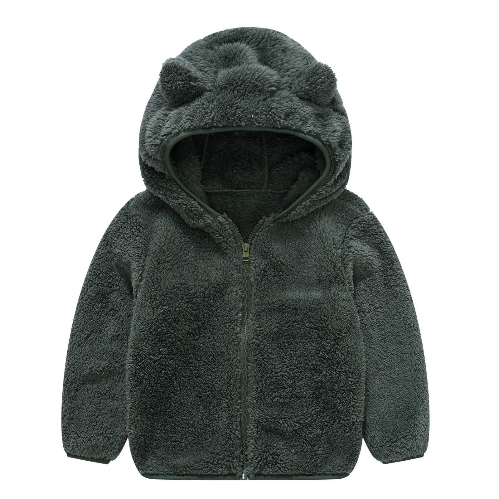 Ccpelsie Baby Toddler Boys Girls Fleece Jacket with Hood Zip Up Cute Bear Coats for Boys Girls ...