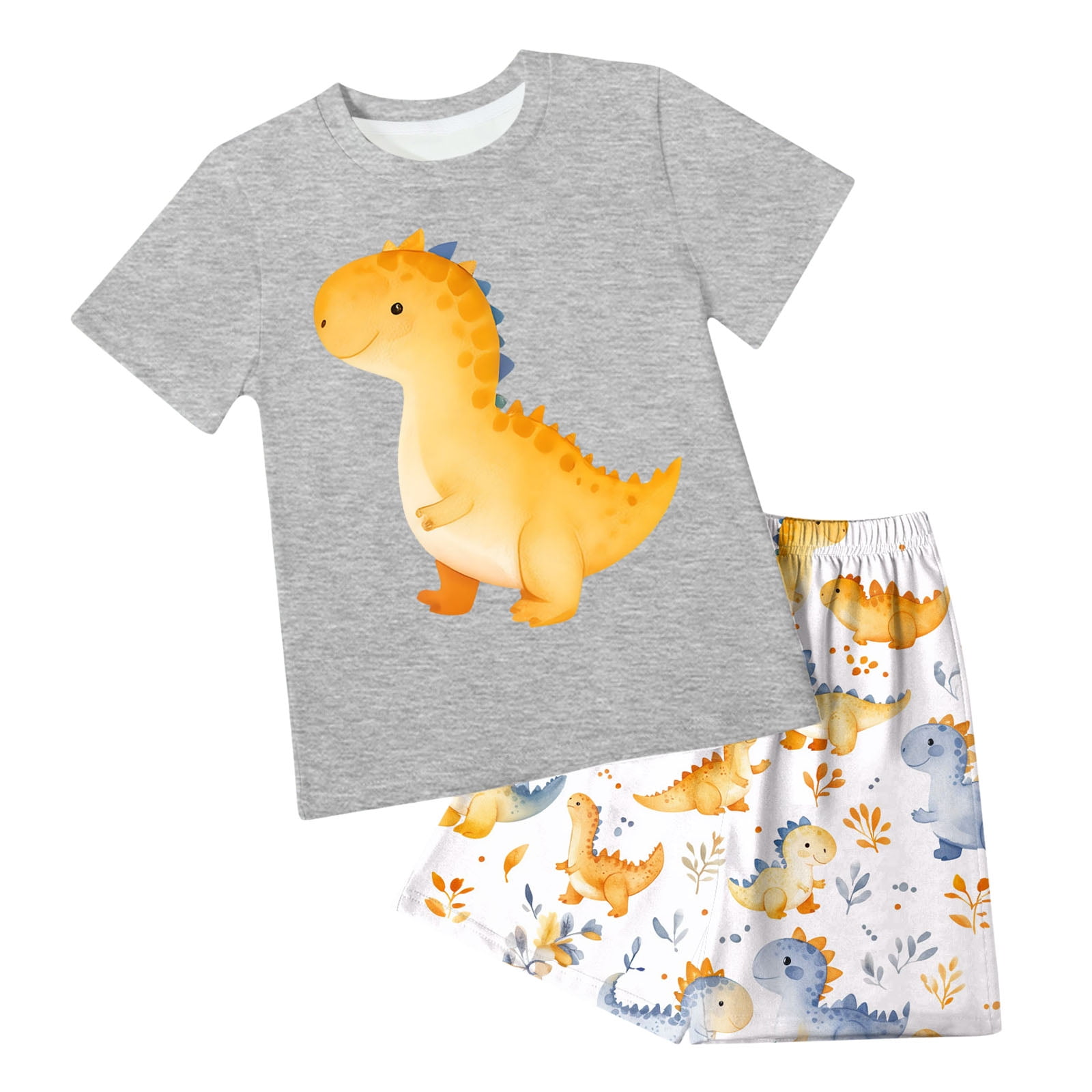 Ccpelsie Boy's Outfit Set Kids Short Sleeve T-Shirt and Short Dinosaur ...