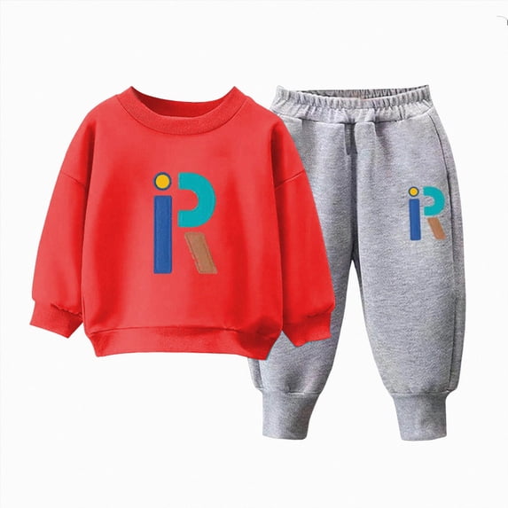 Ccpelsie Boys 2Pcs Sweatsuit Letter Print Long Sleeve Pullover ...