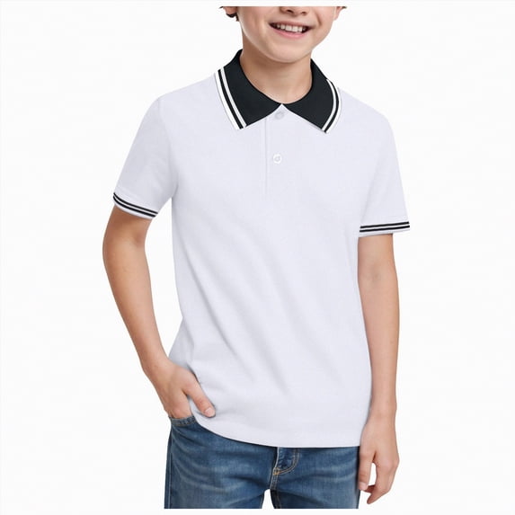 Ccpelsie Boys Basic Short Sleeve Polo Shirt Classic Style for School ...