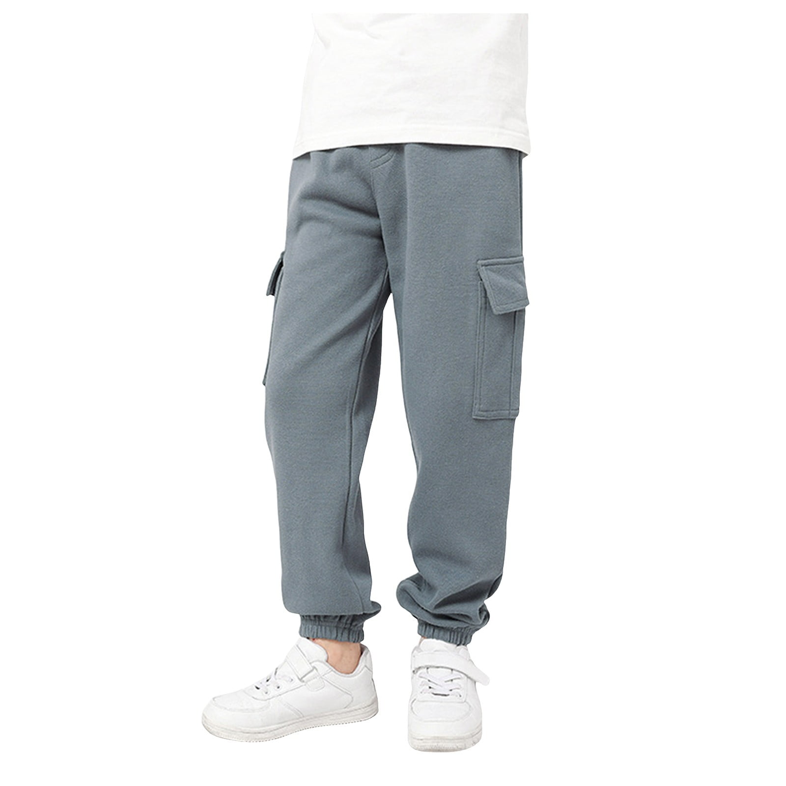 Ccpelsie Boys Cargo Pants Stretch Elastic Waist School Kids Twill ...