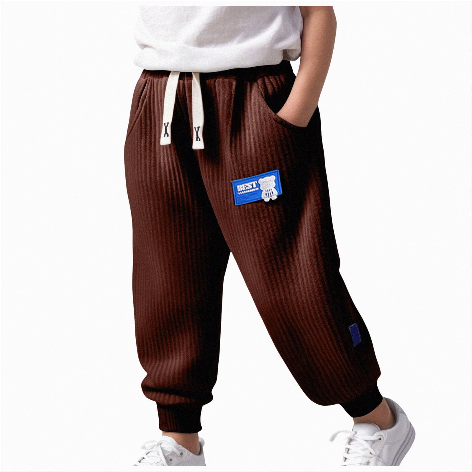 Ccpelsie Boys Fleece Joggers Sweatpants Lined Winter Warm Elastic Waist ...