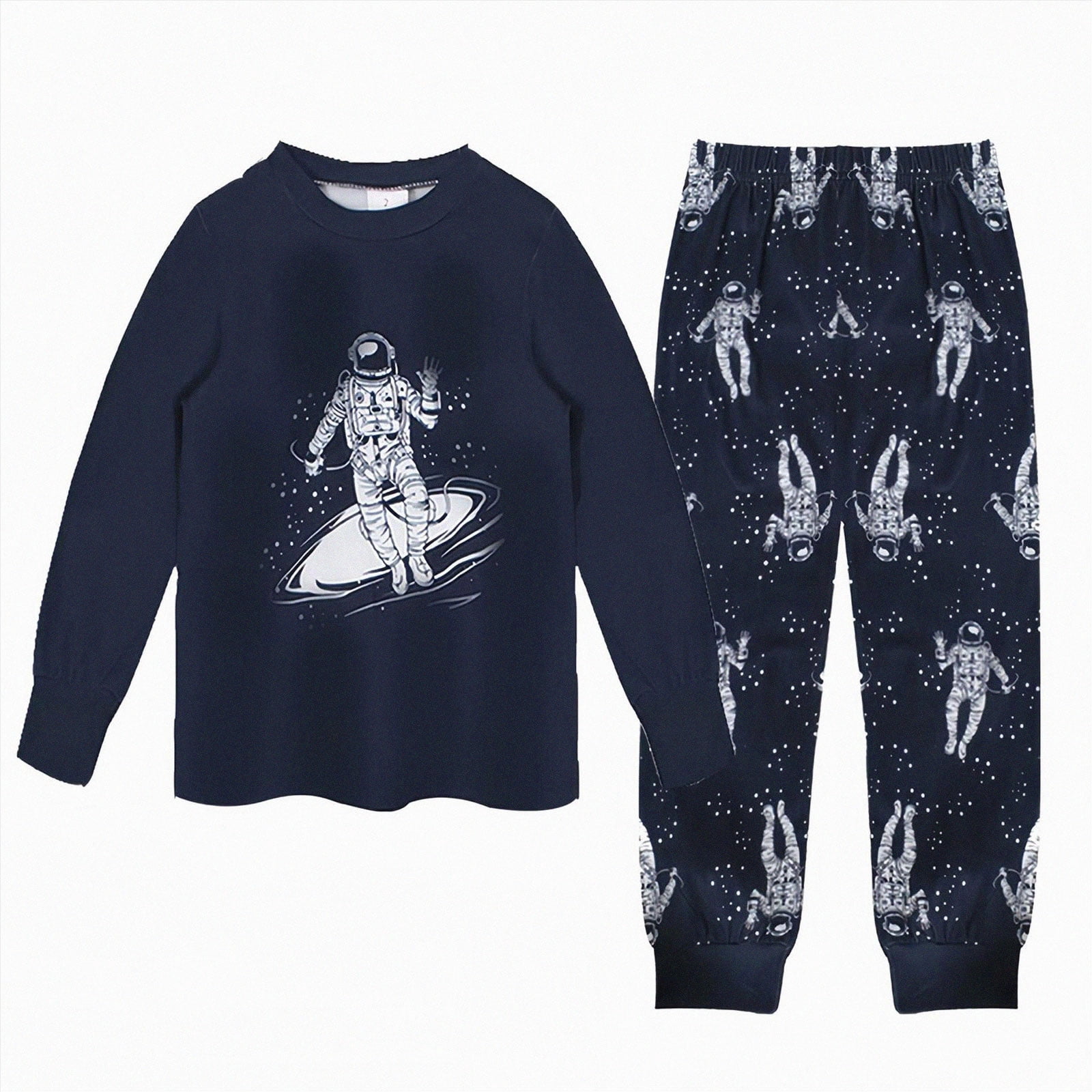 Ccpelsie Boys Girls Loose-fit Pajamas Long Sleeve Top and Pants 2 Piece ...