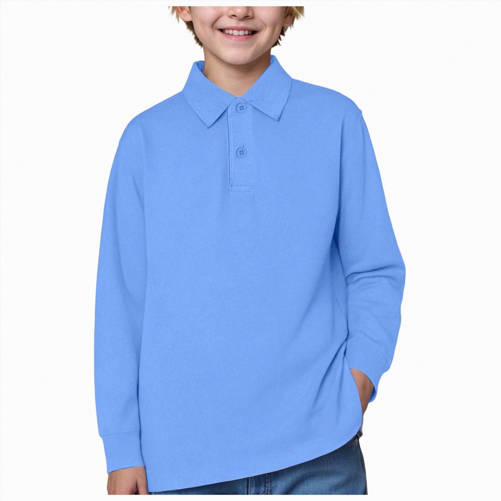 Ccpelsie Boys Long Sleeve Polo Shirt Kids Casual Lightweight Collared ...
