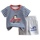 Ccpelsie Boys Short Sleeve Set Breathable Cotton 2-Piec Set Cotton ...