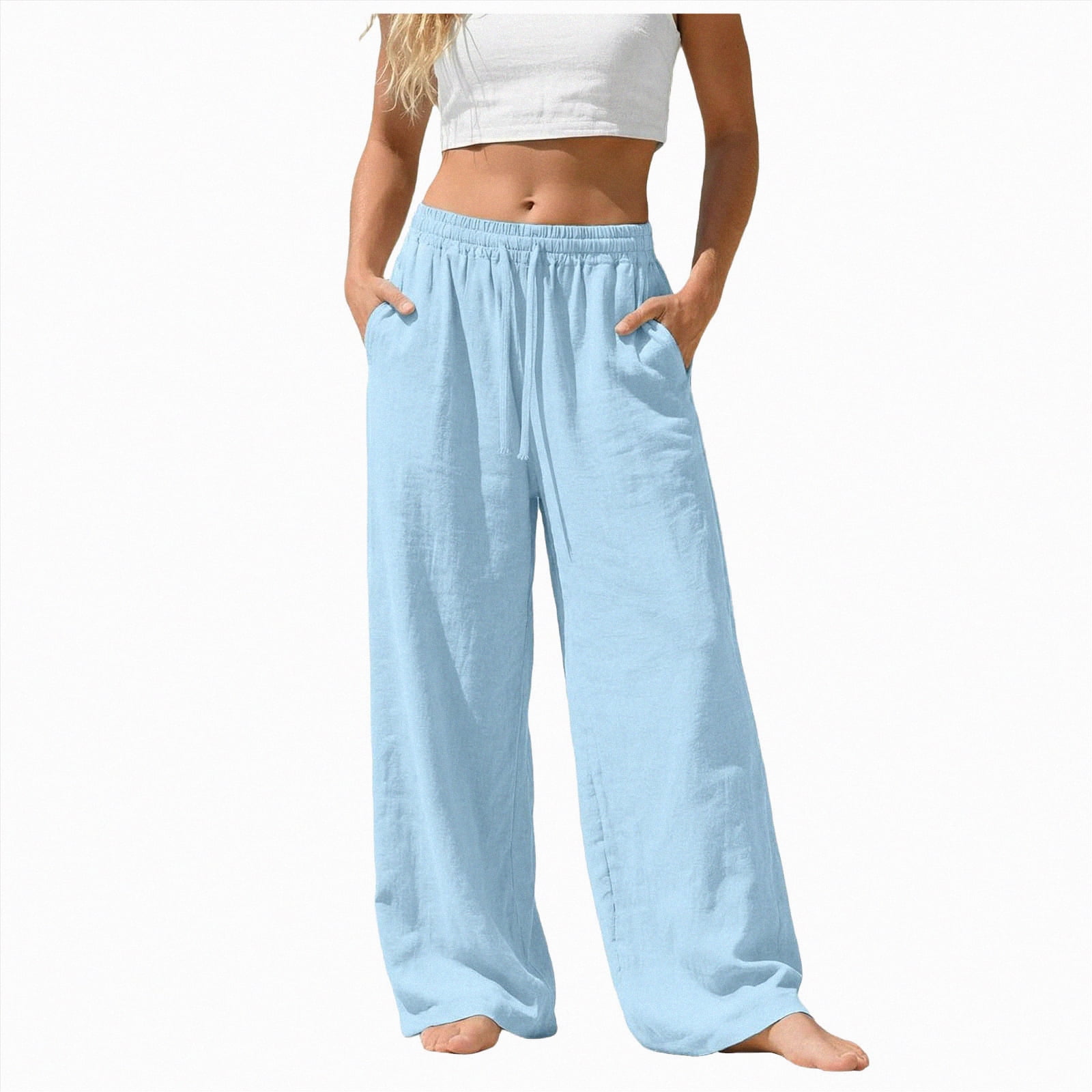 Ccpelsie Casual Linen Pants for Women Summer Pants Lightweight Pants ...
