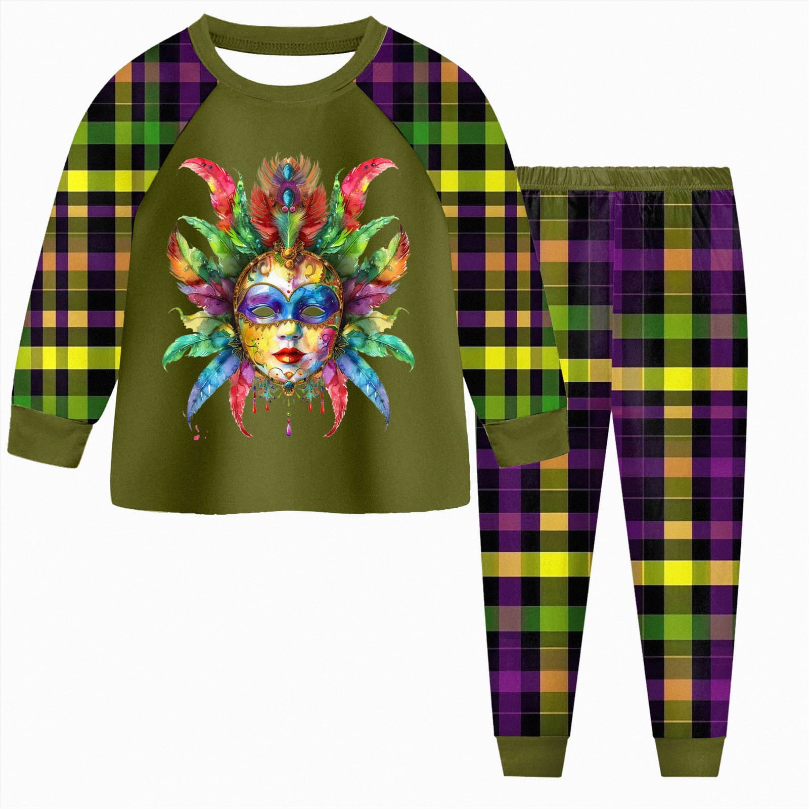 Ccpelsie Children's Casual Two Piece Carnival Set Soft Fabric Long ...