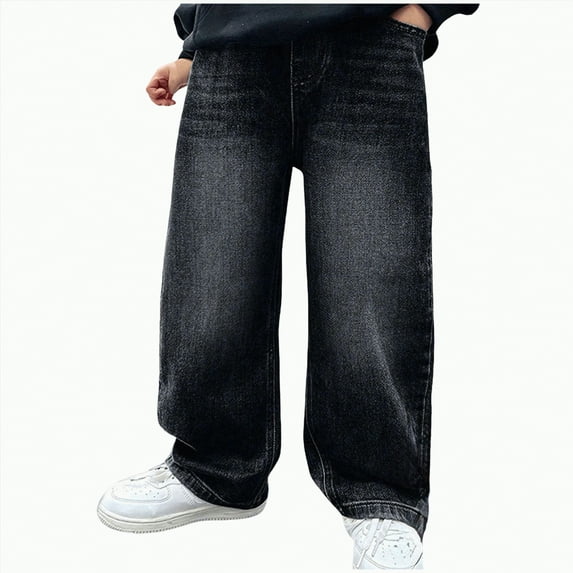 Ccpelsie Childrens Baggy Cargo Jeans Elastic High Waist Hip Hop Pants ...