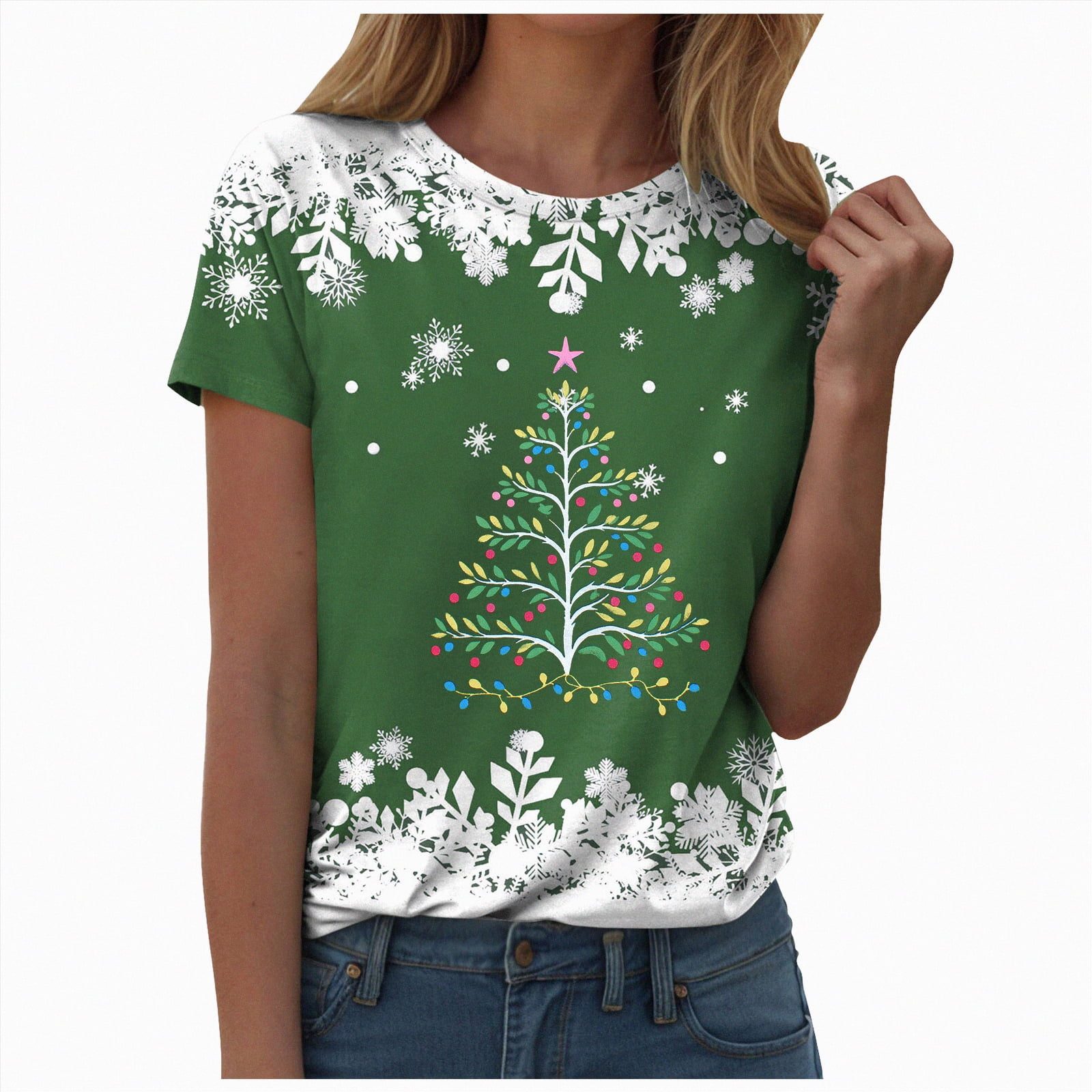 Ccpelsie Christmas Shirt for Women Merry Christmas Holiday Graphic Tees ...